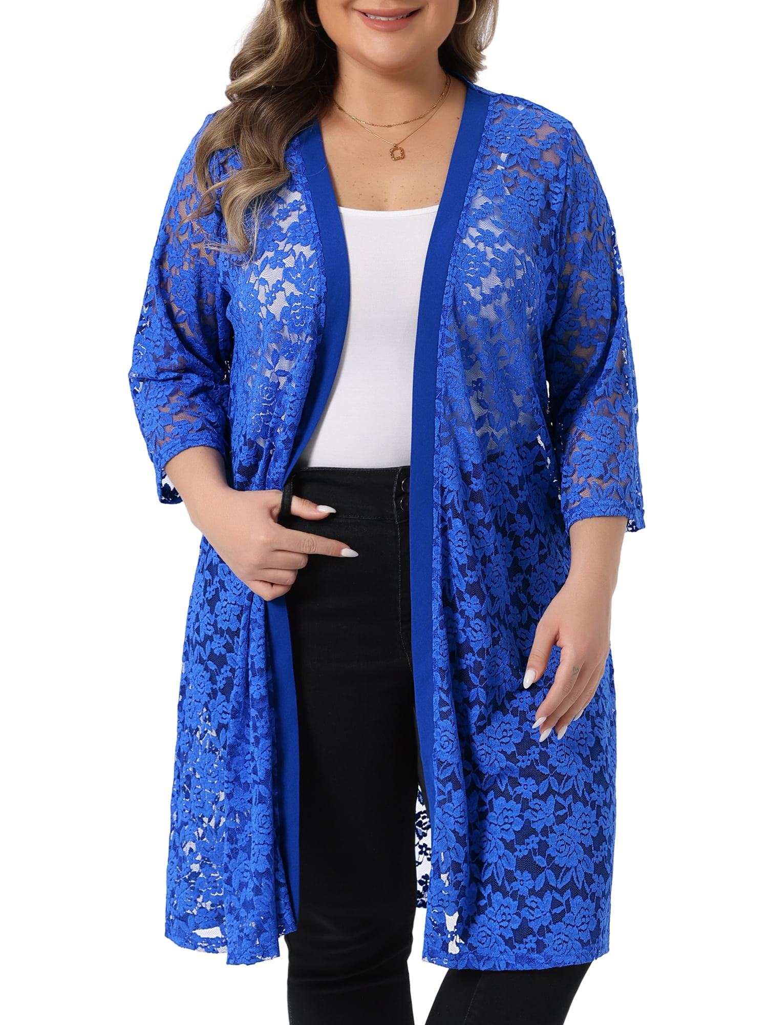 Agnes Orinda Women's Plus Size Cardigans Lace Lightweight Knit 3/4 ...
