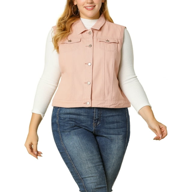 Agnes Orinda Women's Plus Size Casual Button Sleeveless Denim Vest ...