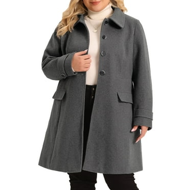 Agnes Orinda Women's Plus Size Winter Coats Double Breasted Peacoat ...