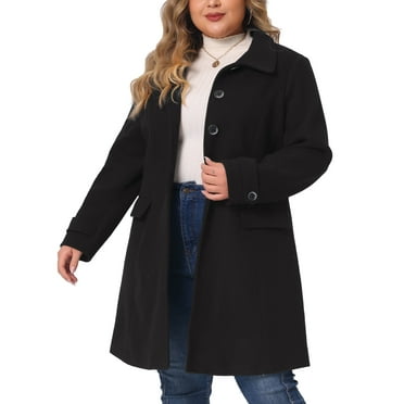 Agnes Orinda Women's Plus Size Stand Collar Pockets Single Breasted ...