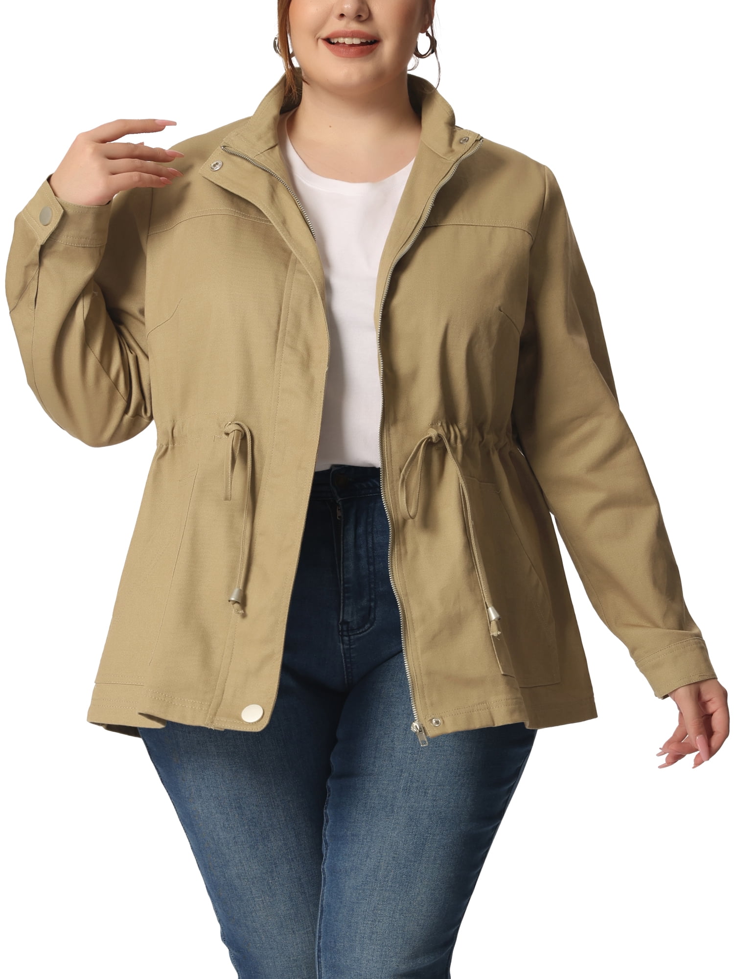 Agnes Orinda Casual Women's Plus Size Long Sleeve Drawstring Waist Fall ...