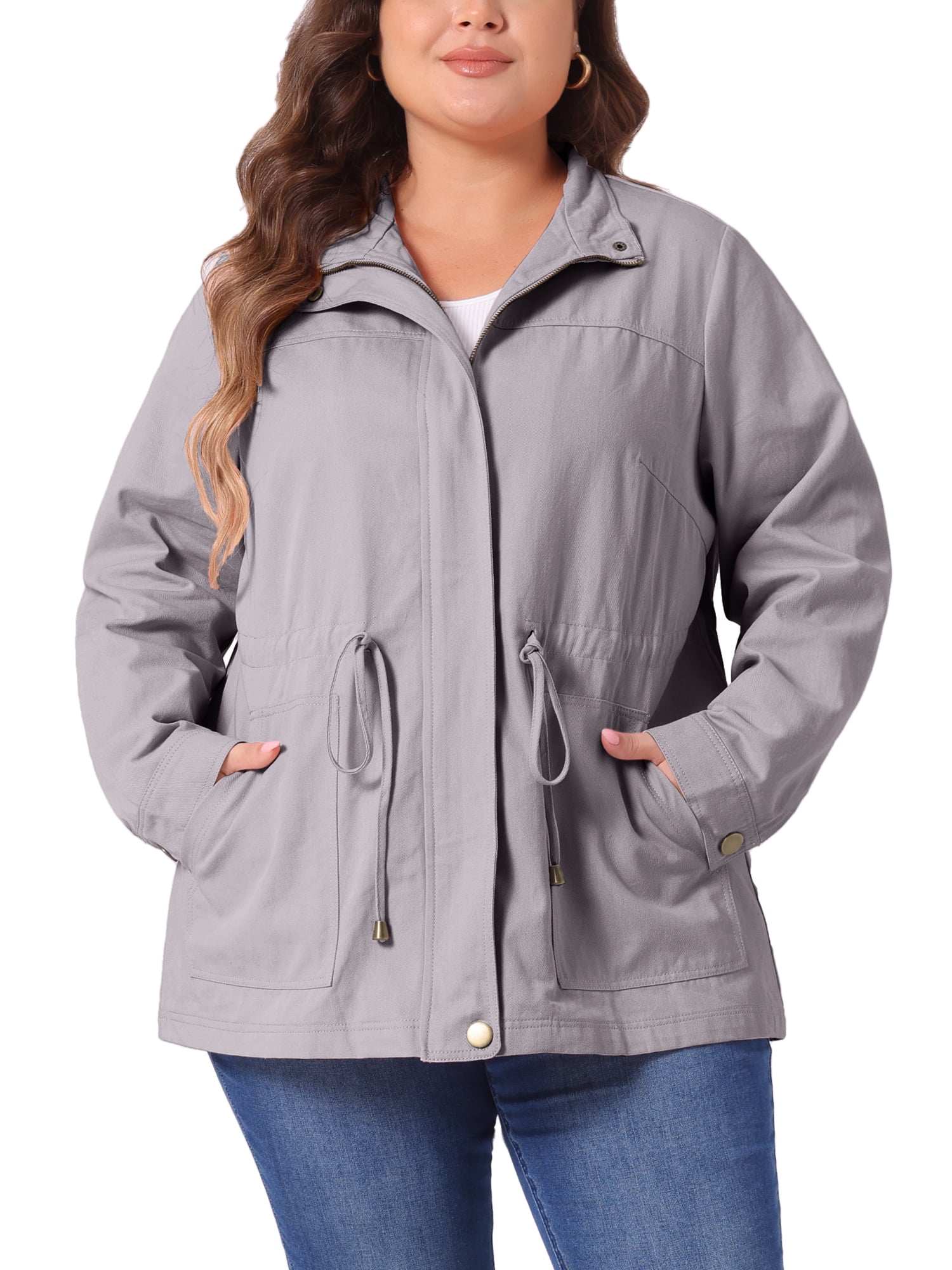 Agnes Orinda Women's Plus Size Coats Long Sleeve Drawing Waist Anorak ...