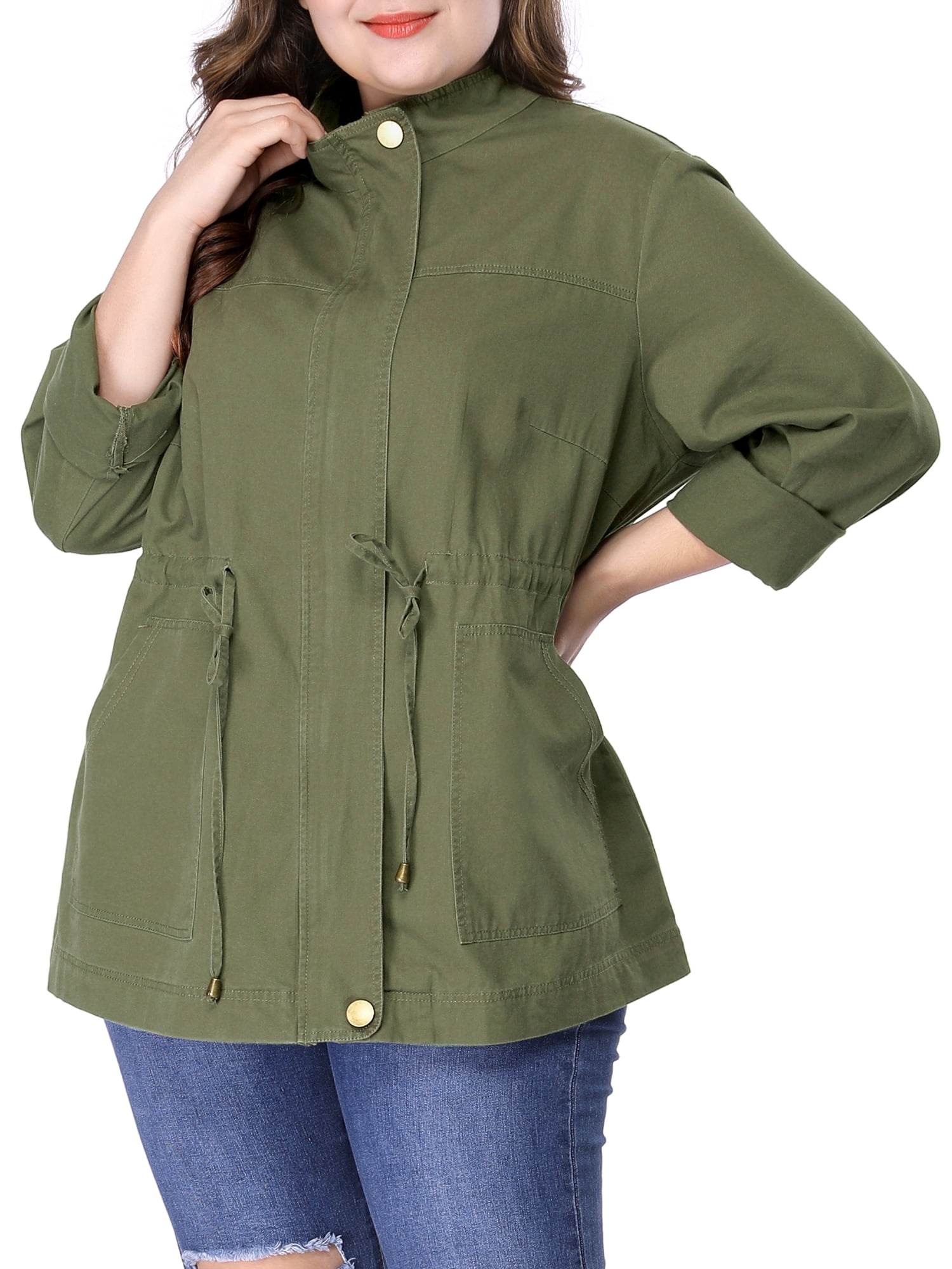 Agnes Orinda Women's Plus Size Anorak Jacket, Long Sleeve, Drawstring ...