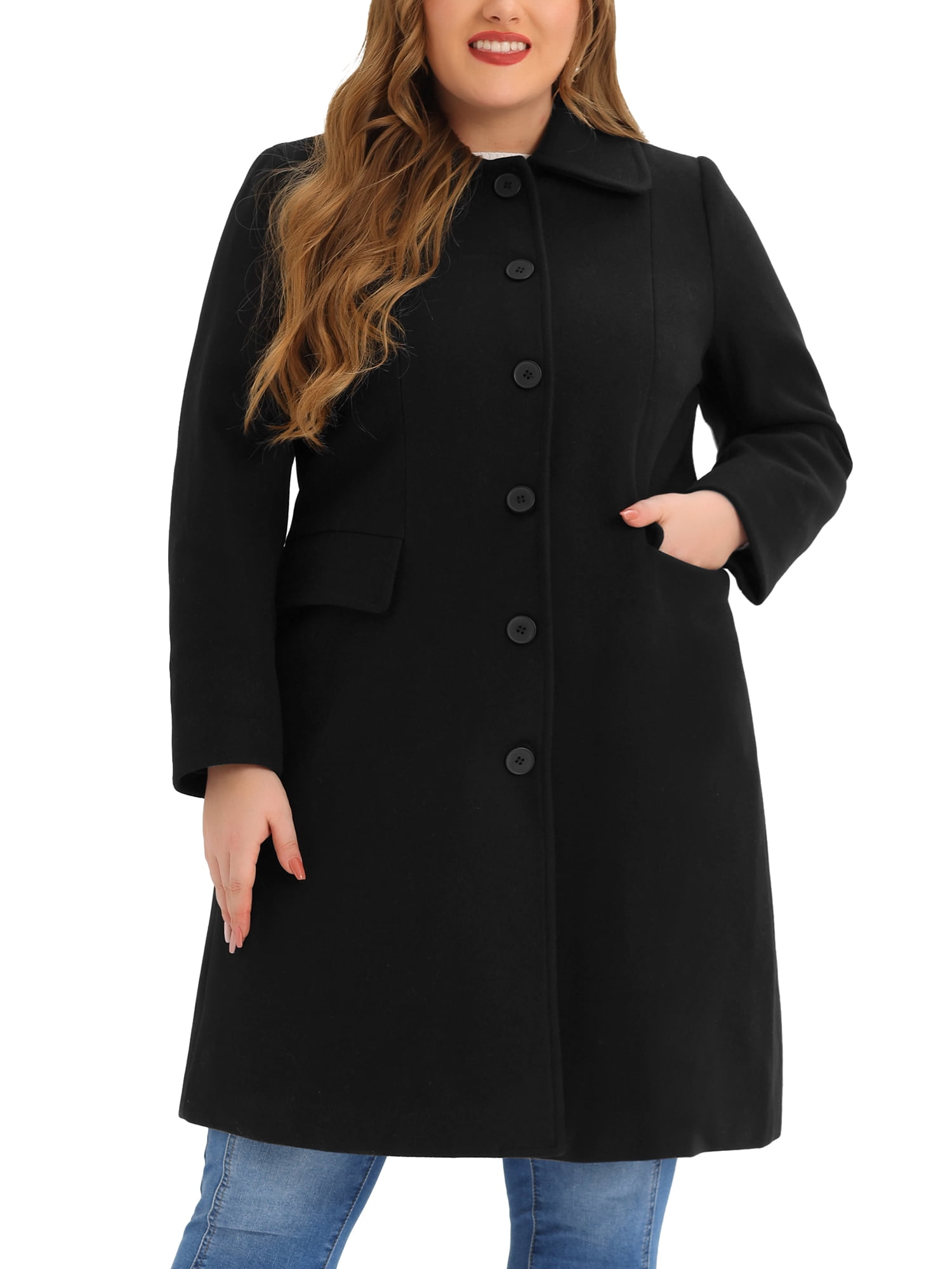 Agnes Orinda Women's Plus Size, Single Breasted Long Winter Peacoat ...