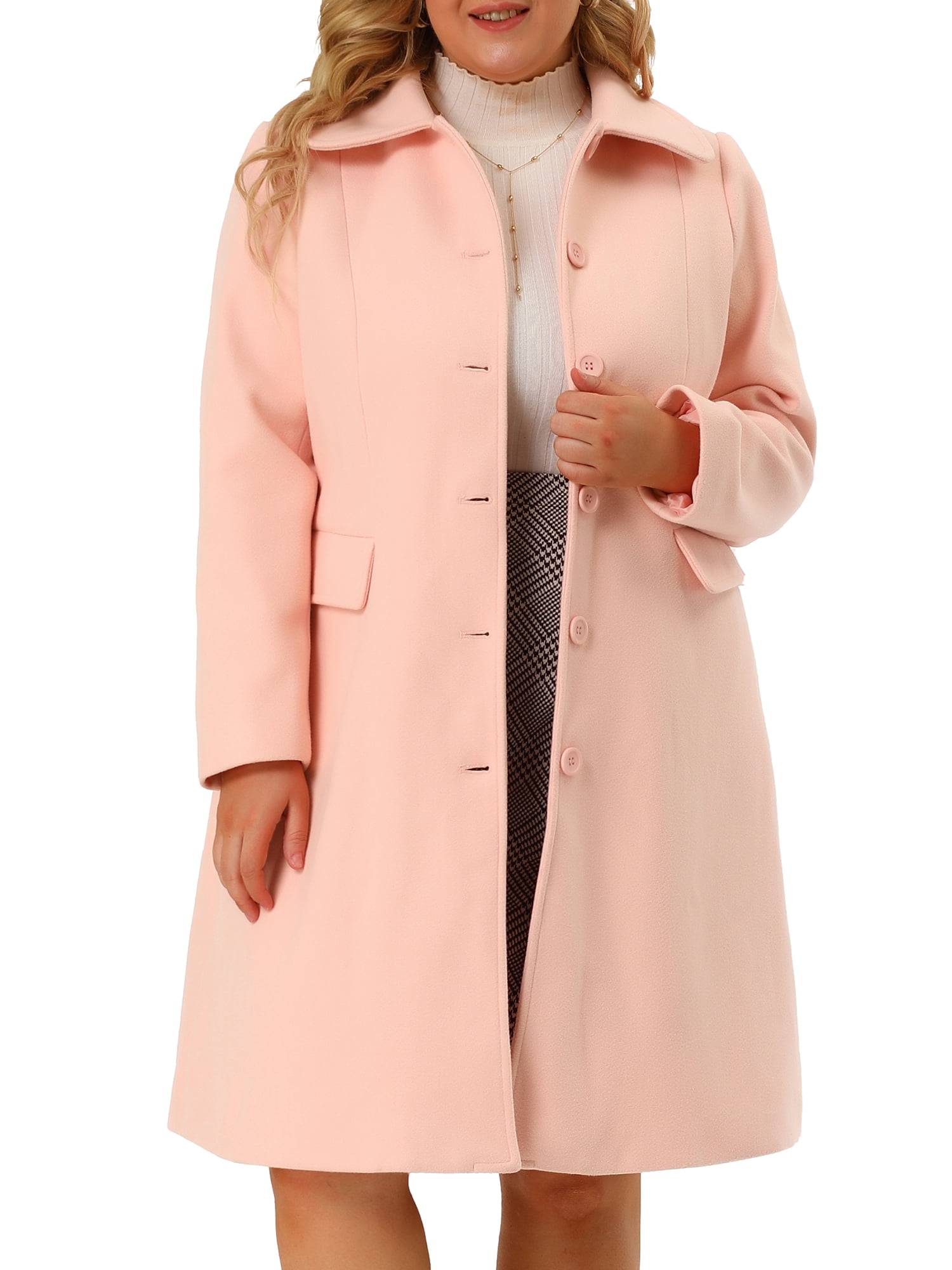 Agnes Orinda Women's Plus Size Coats Peter Pan Collar Single Breasted ...