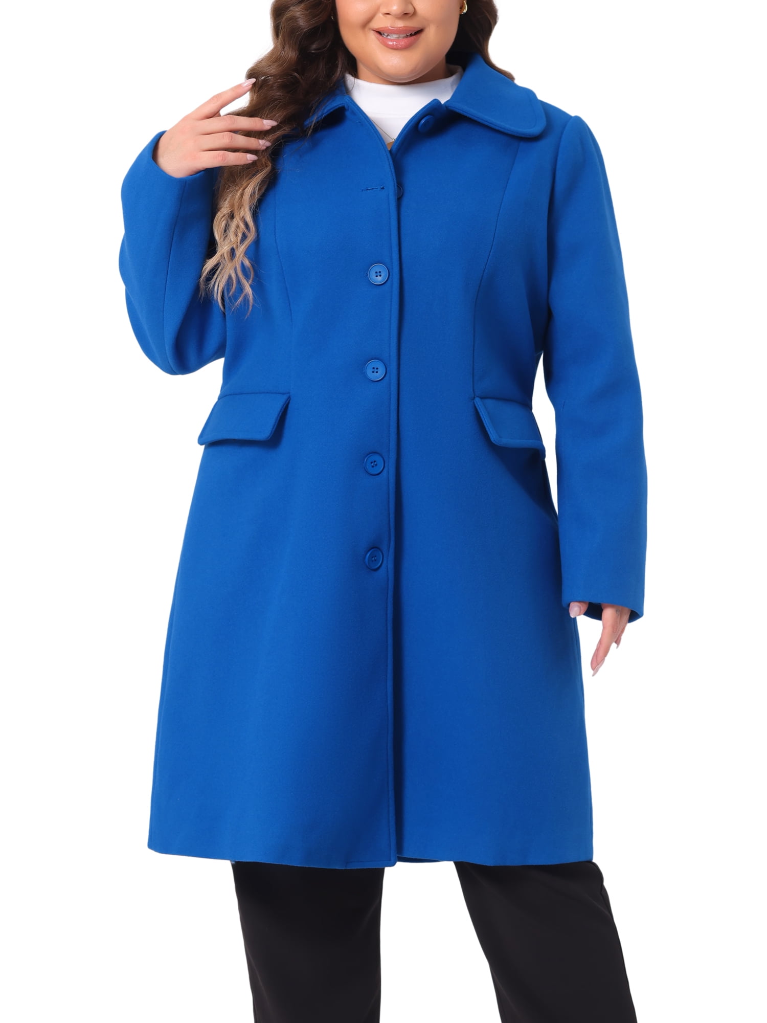 Agnes Orinda Women's Plus Size Coats Peter Pan Collar Single Breasted ...