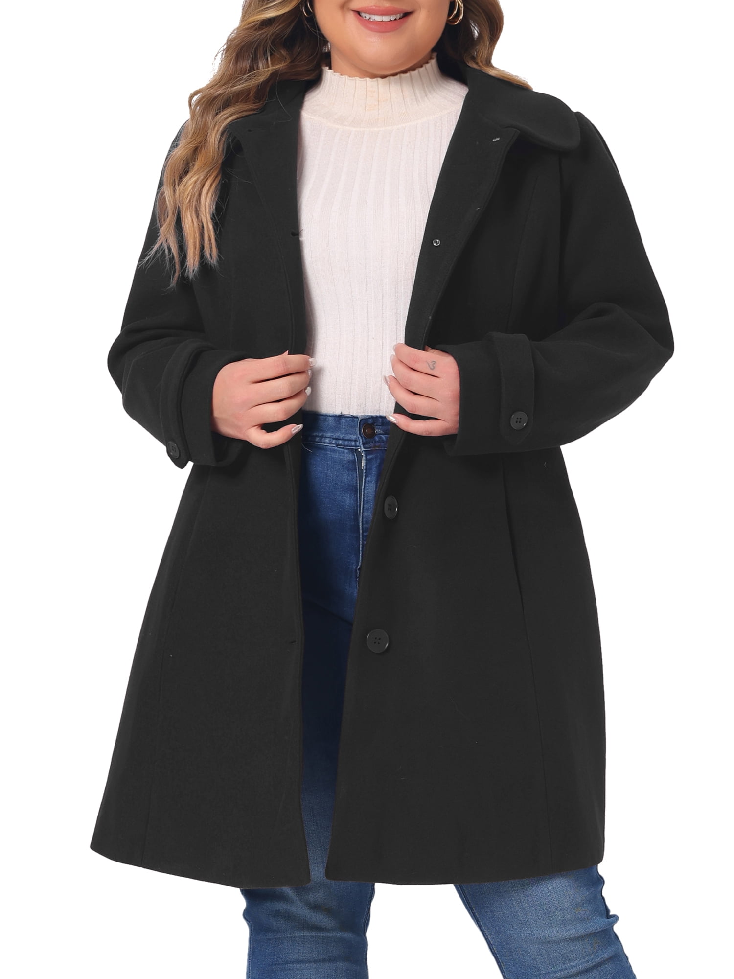 Agnes Orinda Women's Plus Size Coats Single Breasted Trench Jacket ...