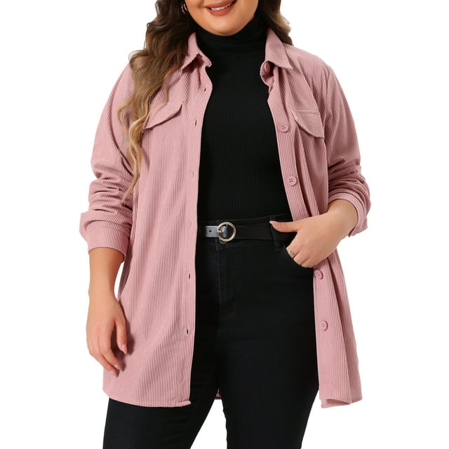 Agnes Orinda Women's Plus Size Corduroy Shacket Jackets Button Down ...