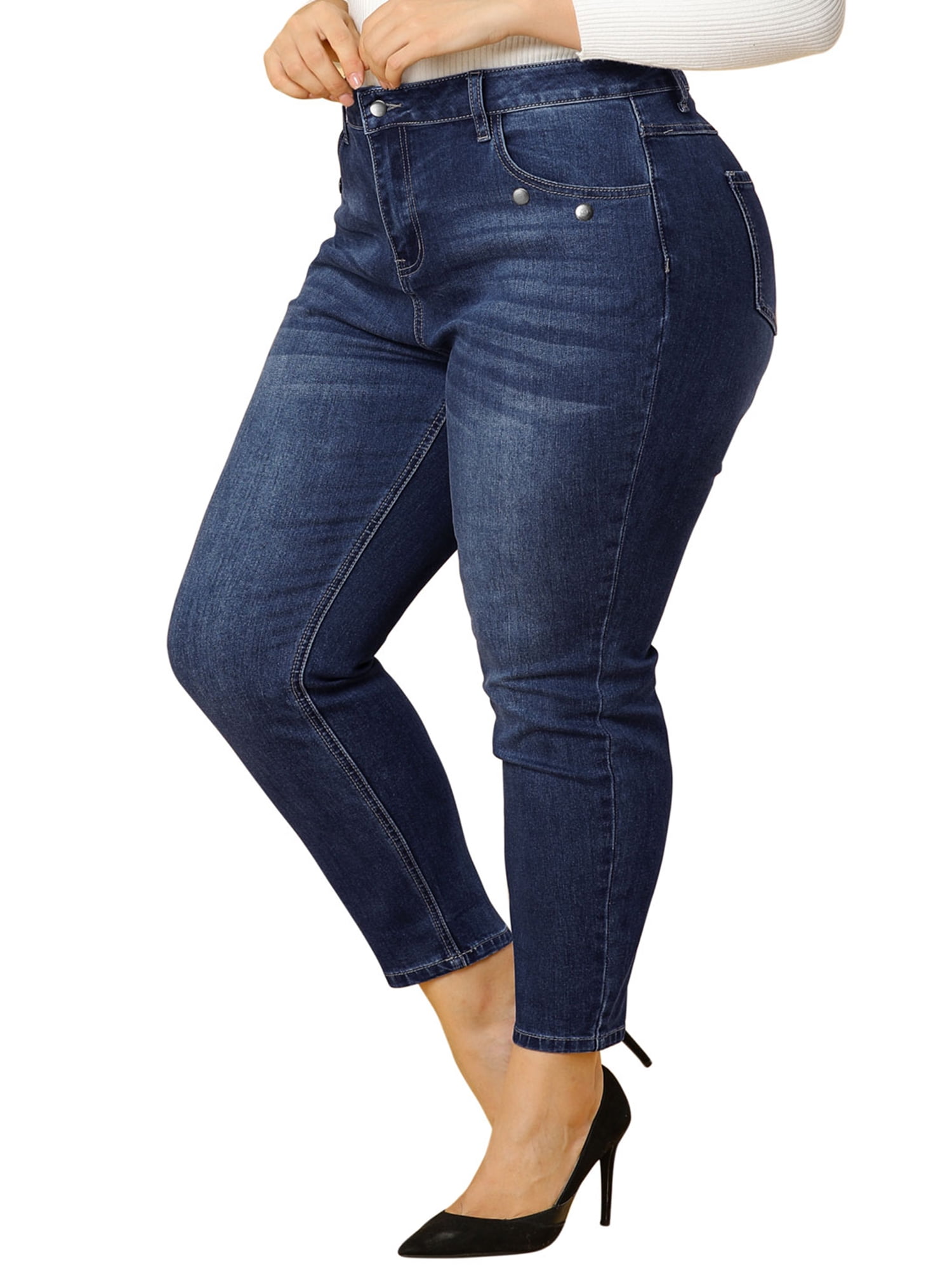MODA NOVA Juniors' Plus Size Denim Mid Rise Stretch Skinny Jeans ...