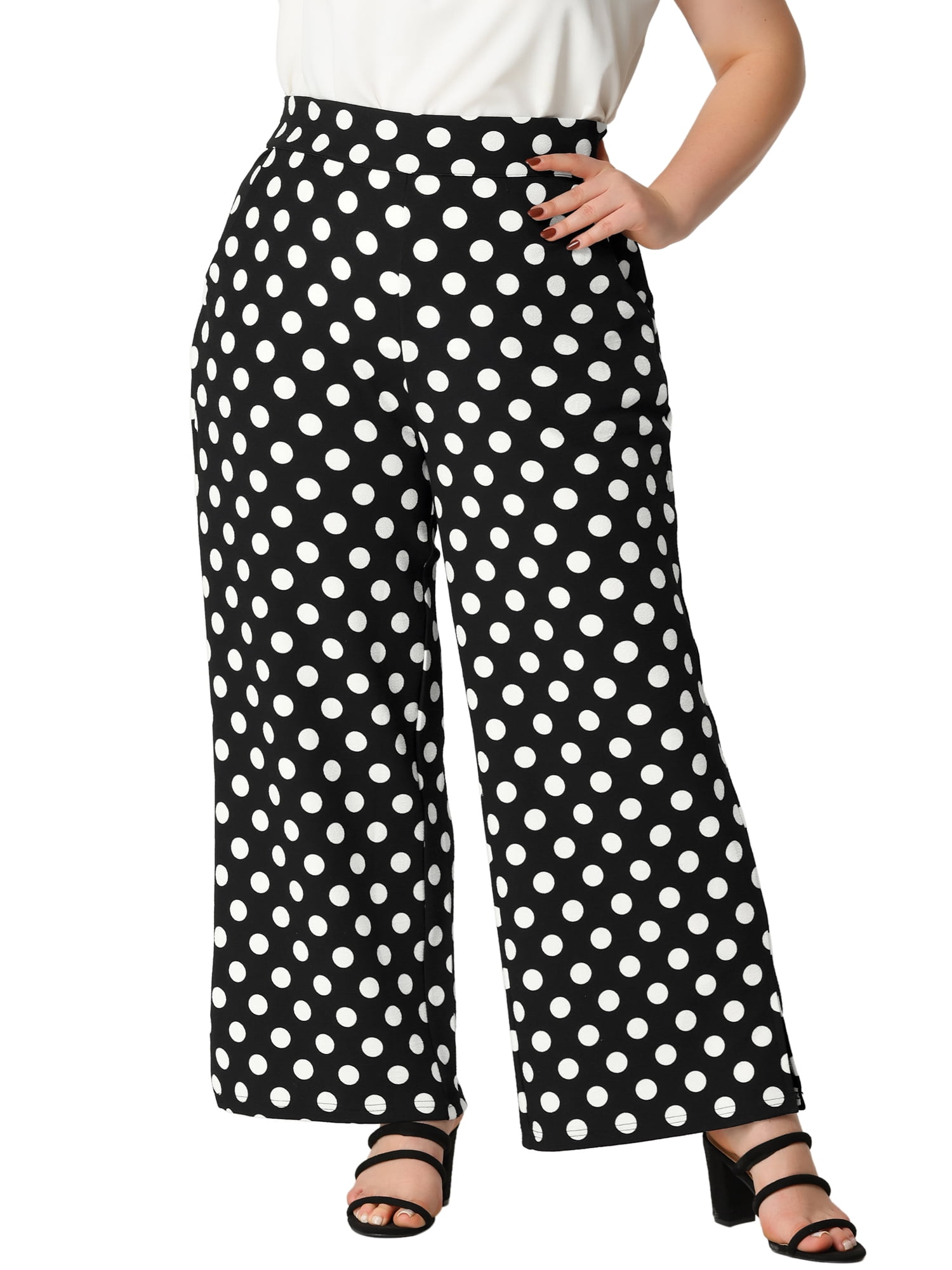 Agnes Orinda Women's Plus Size Polka Dots Wide Leg Palazzo Pants ...