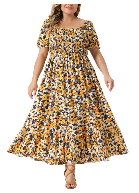 Agnes Orinda Women's Casual Plus Size V Neck, Elastic Waist, Ruffle ...