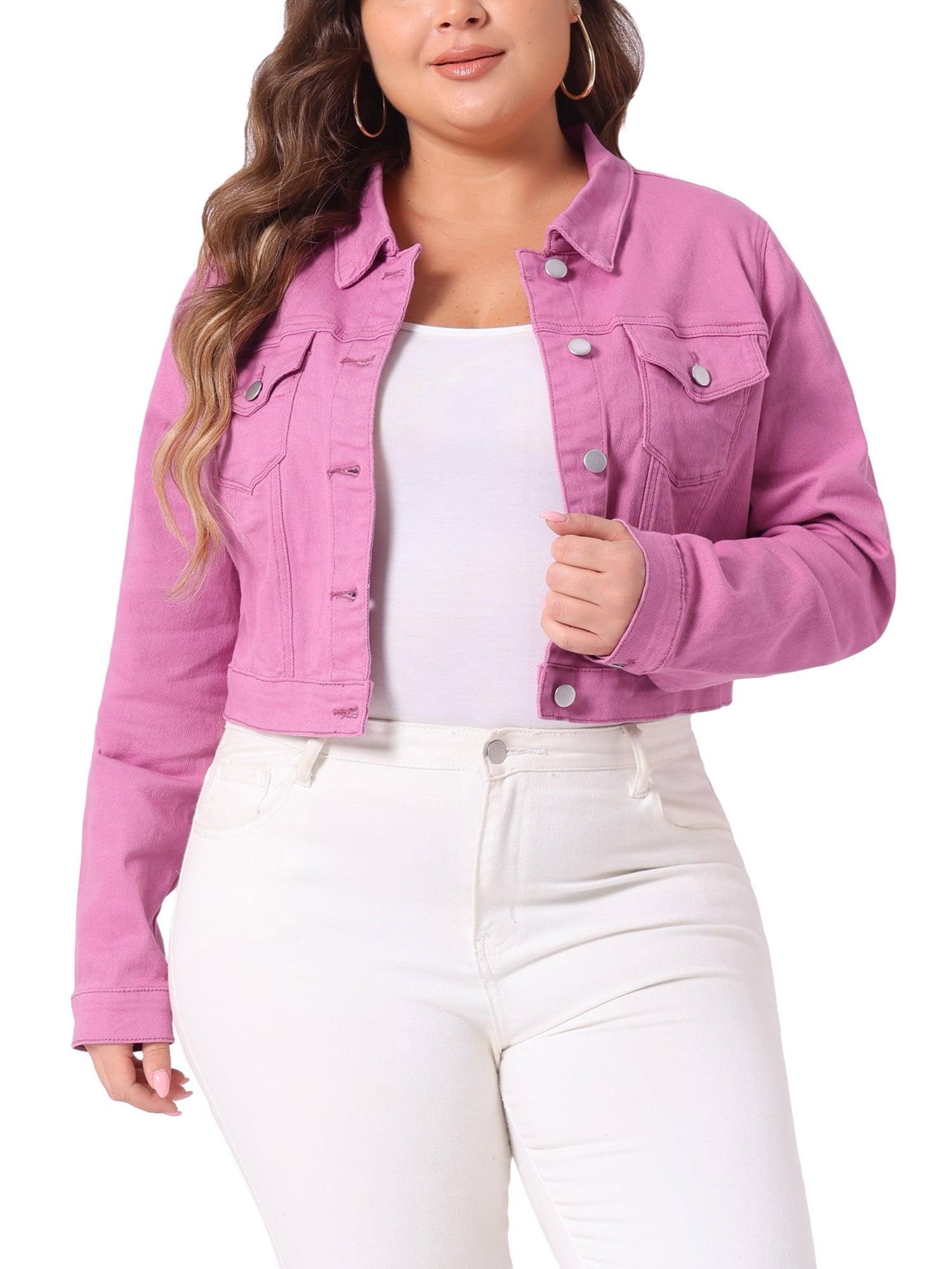 Agnes Orinda Women's Plus Size Jean Button Outfits Fashion Cropped ...