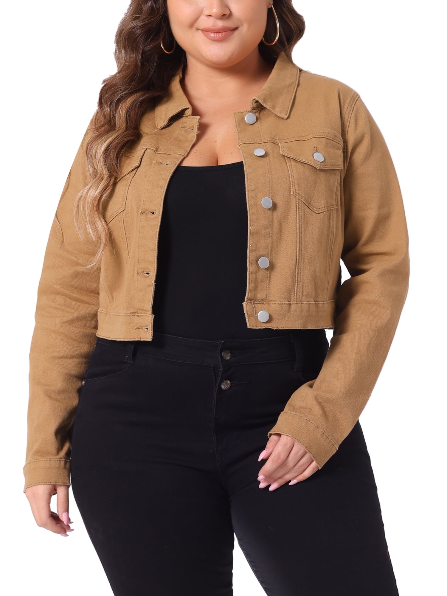 Agnes Orinda Women's Plus Size Jean Button Outfits Fashion Cropped ...