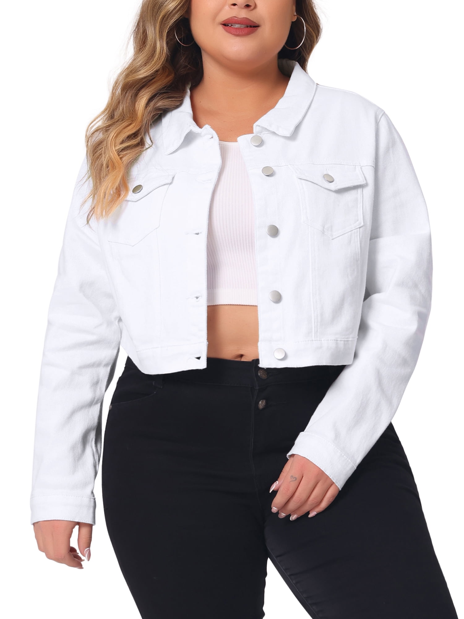 Agnes Orinda Women's Plus Size Jean Button Outfits Fashion Cropped ...