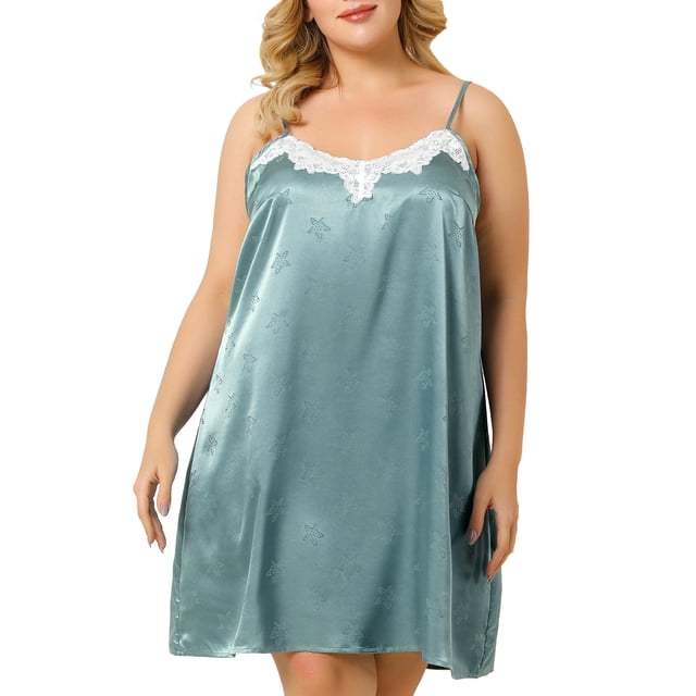 Agnes Orinda Women's Plus Size Lace Trim Sleeveless Cami Slip Print ...