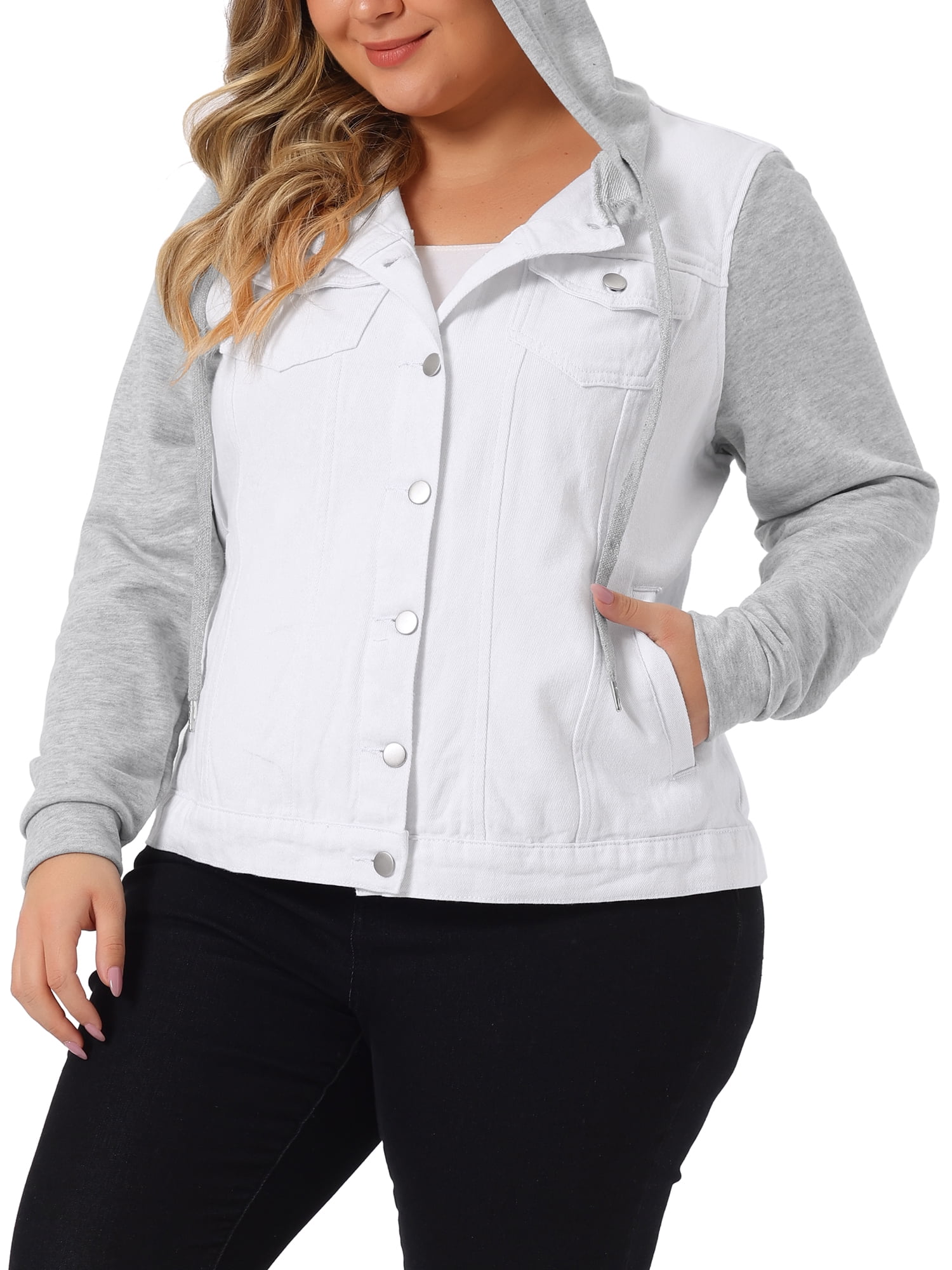 Agnes Orinda Women's Plus Size Jackets Layered Coats Drawstring Hoodie ...