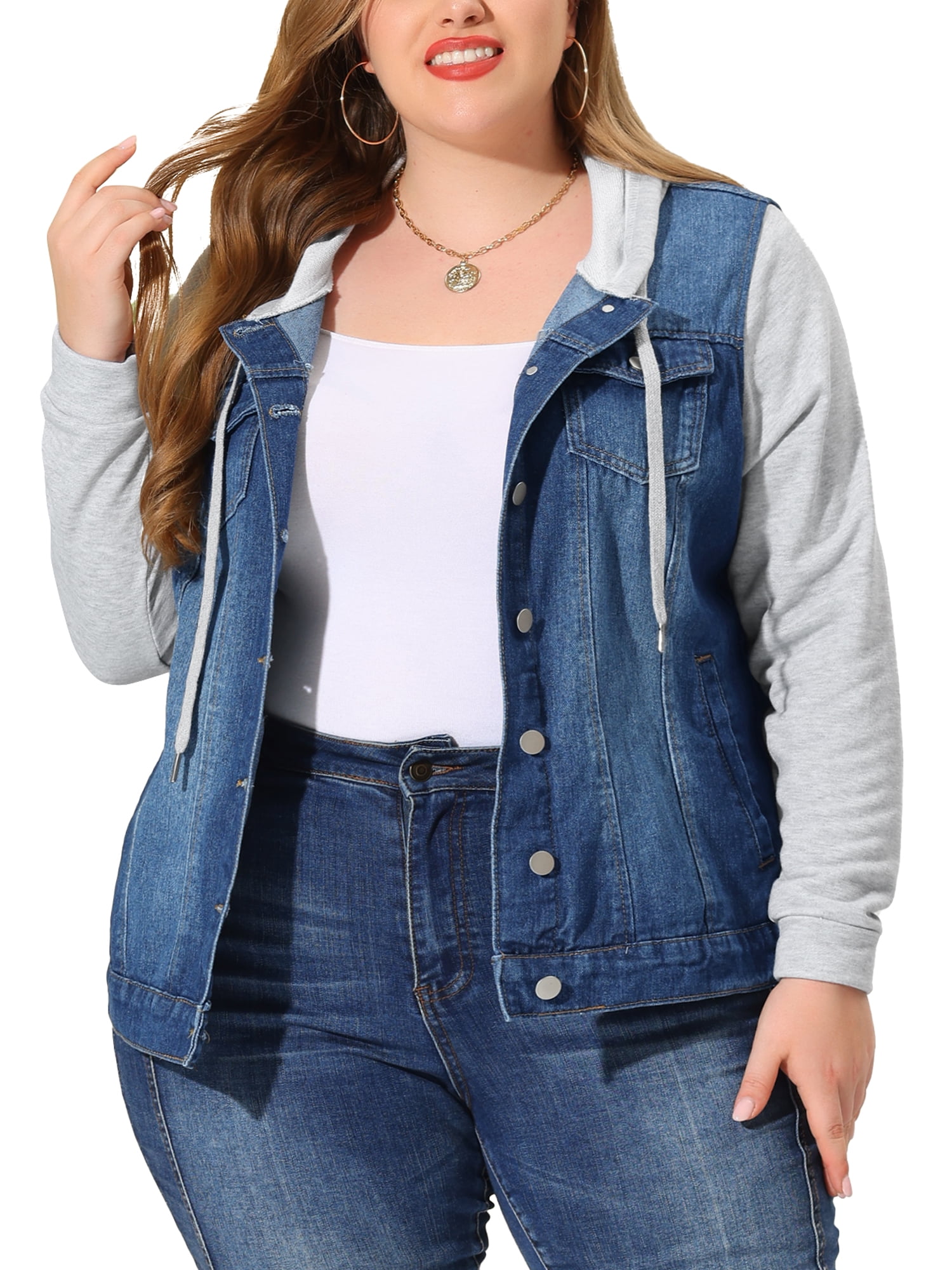 Agnes Orinda Women's Plus Size Jackets Layered Coats Drawstring Hoodie ...