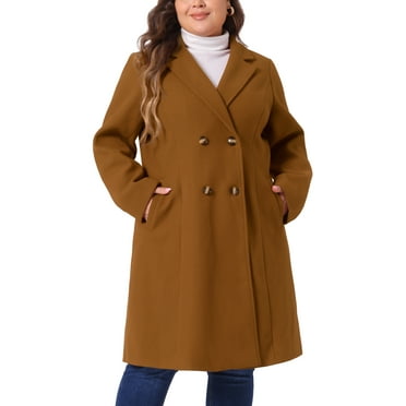 Agnes Orinda Women's Plus Size Coats Notch Lapel Double Breasted ...