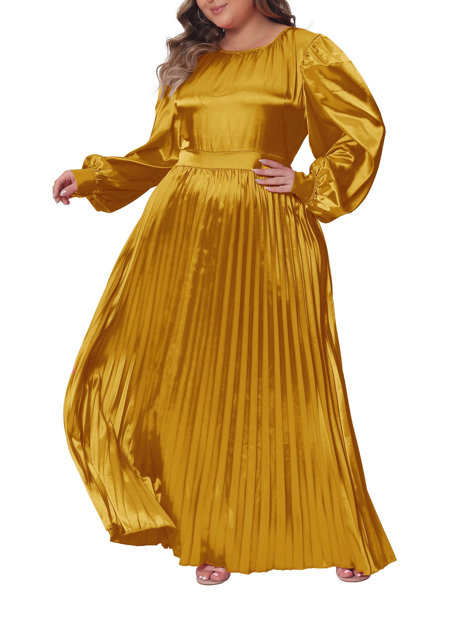 Agnes Orinda Women's Plus Size Maxi Dresses Lantern Long Sleeve Flowy ...