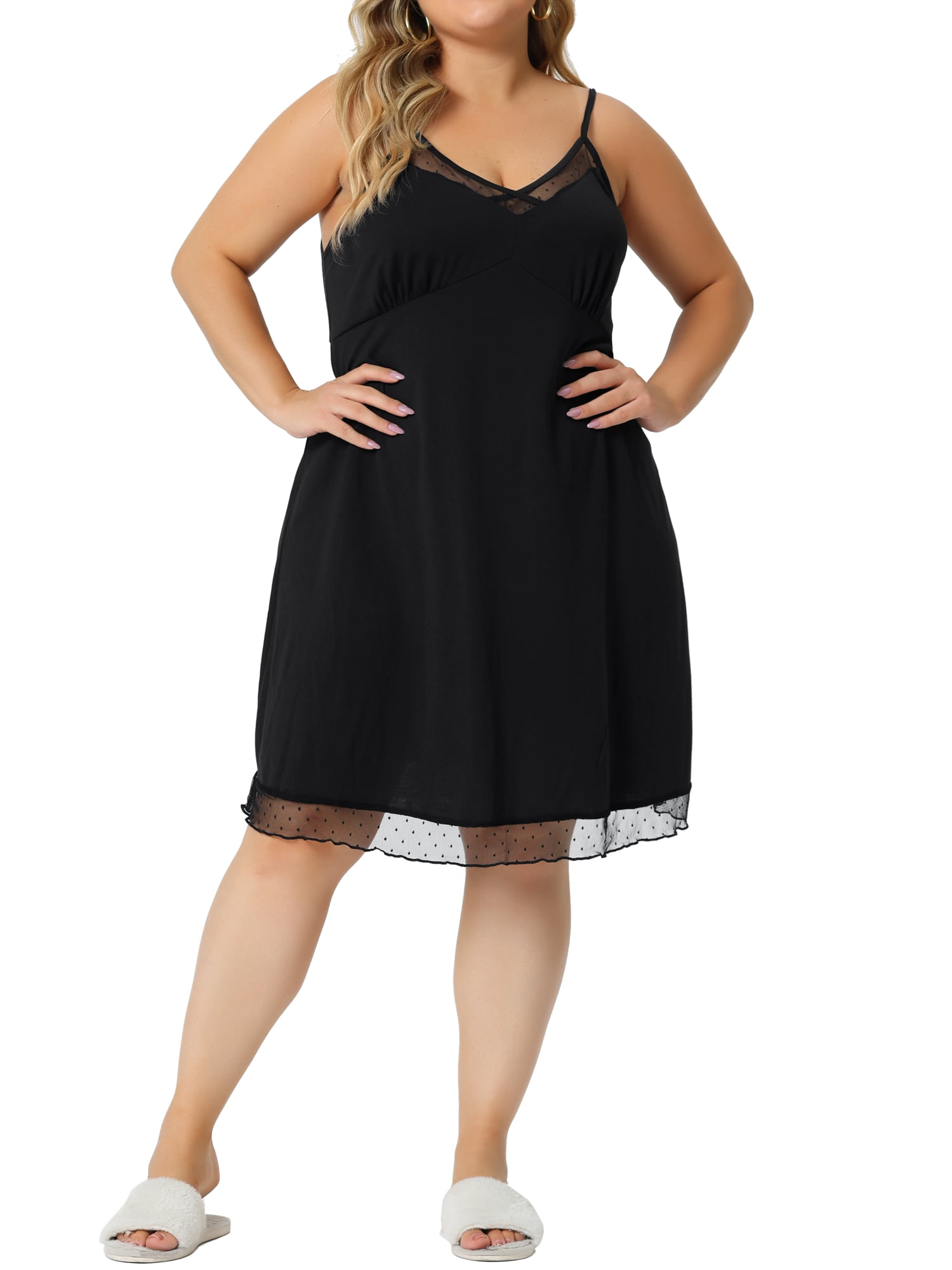 Agnes Orinda Women's Plus Size Nightgown V Neck Spaghetti Strap ...