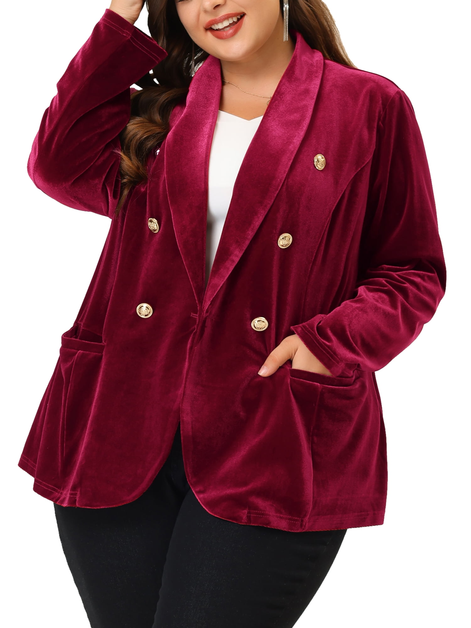 Agnes Orinda Trendy Women's Plus Size Velvet Jacket, Long Sleeves ...