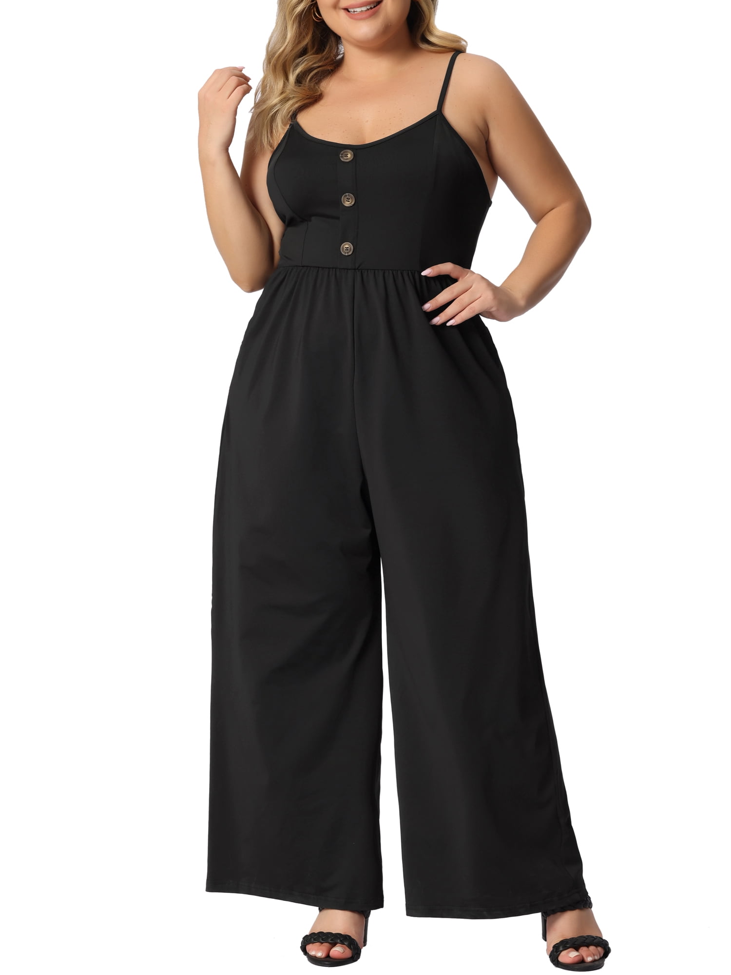 Agnes Orinda Women's Plus Size Overall Camisole Sleeveless Rompers ...