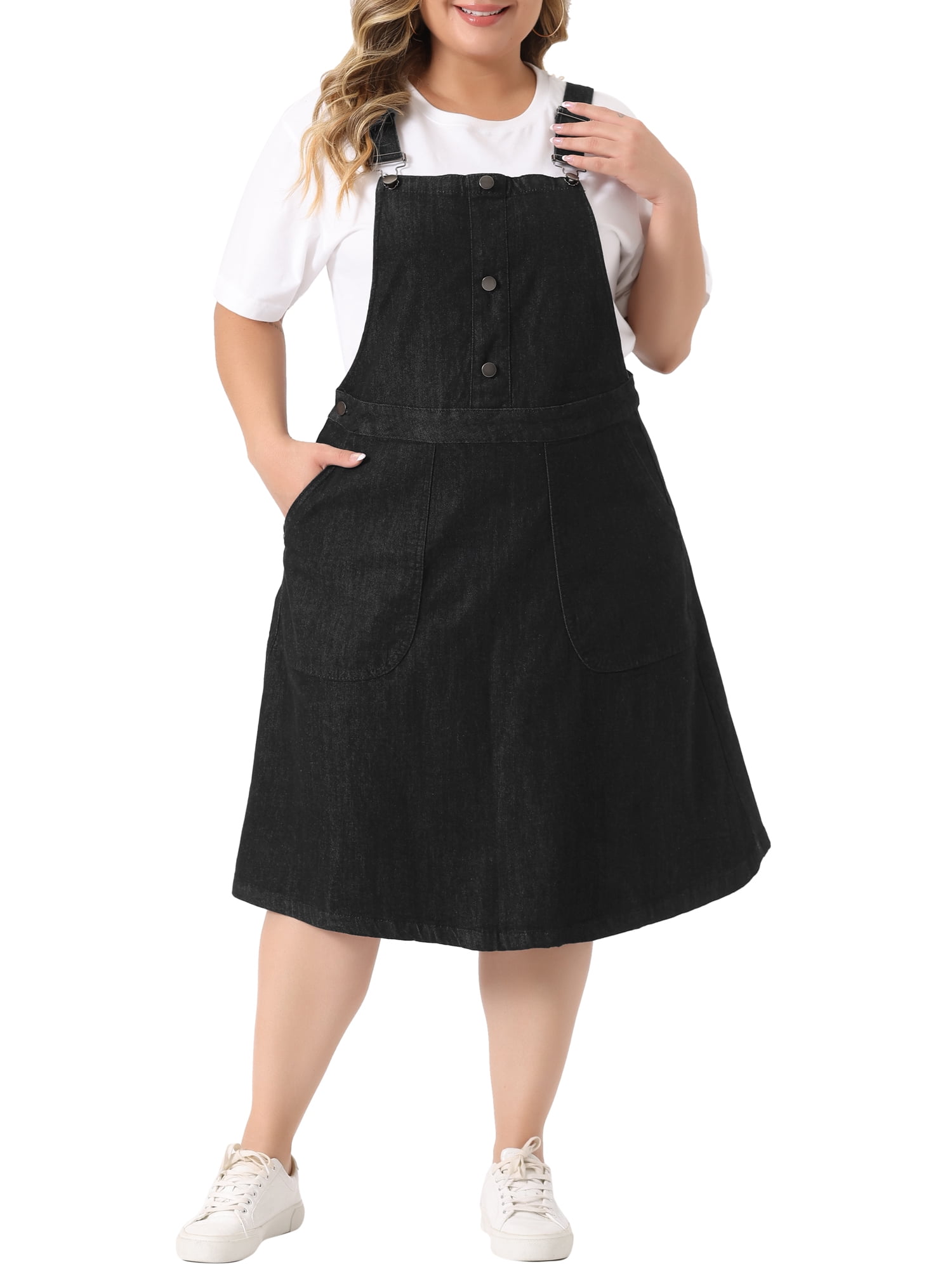 Agnes Orinda Women's Plus Size Overall Dresses Button Up Adjustable ...