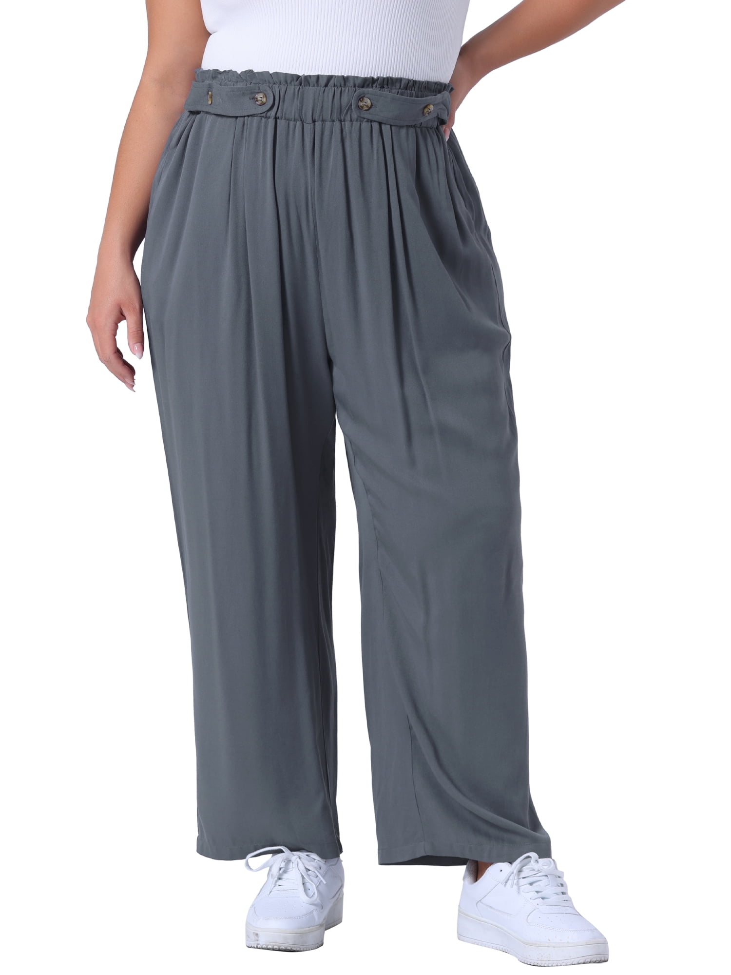 Agnes Orinda Women's Plus Size Palazzo Pants Stretchy High Waisted Wide ...