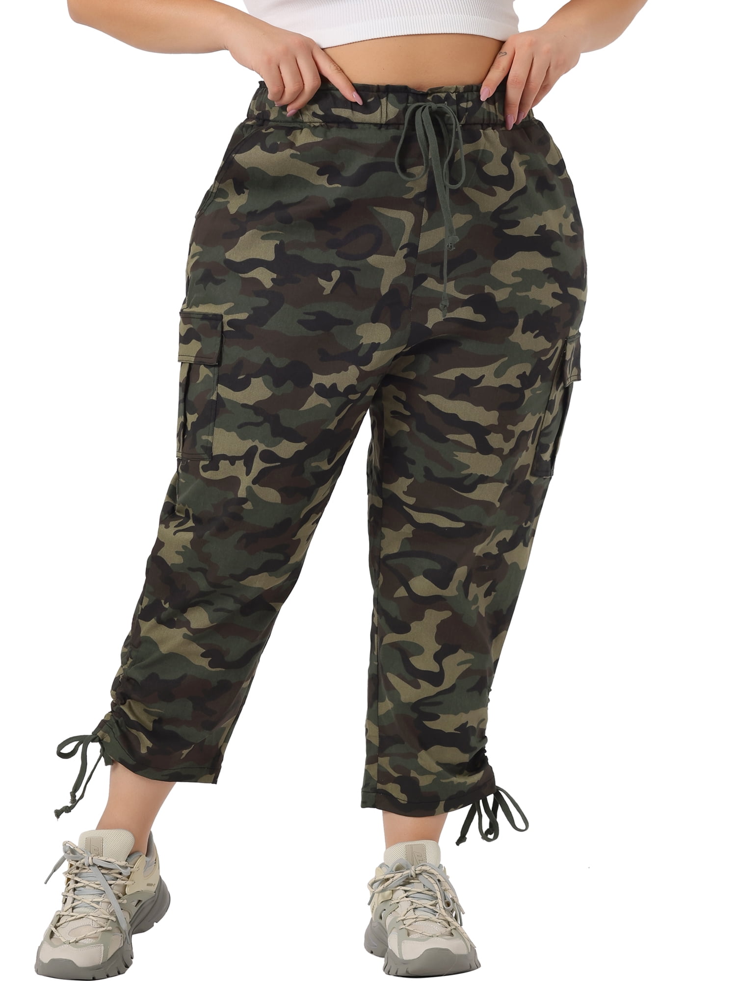 Agnes Orinda Women's Plus Size Pant Drawstring Elastic Waist Cargo ...