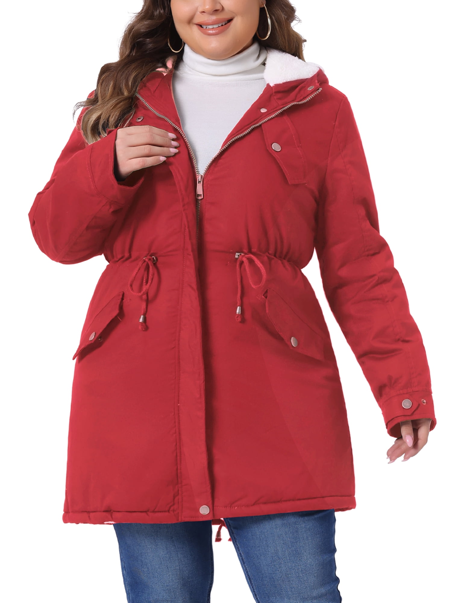 Agnes Orinda Women's Plus Size Parkas Jackets Faux Fur Lined Long Coats ...