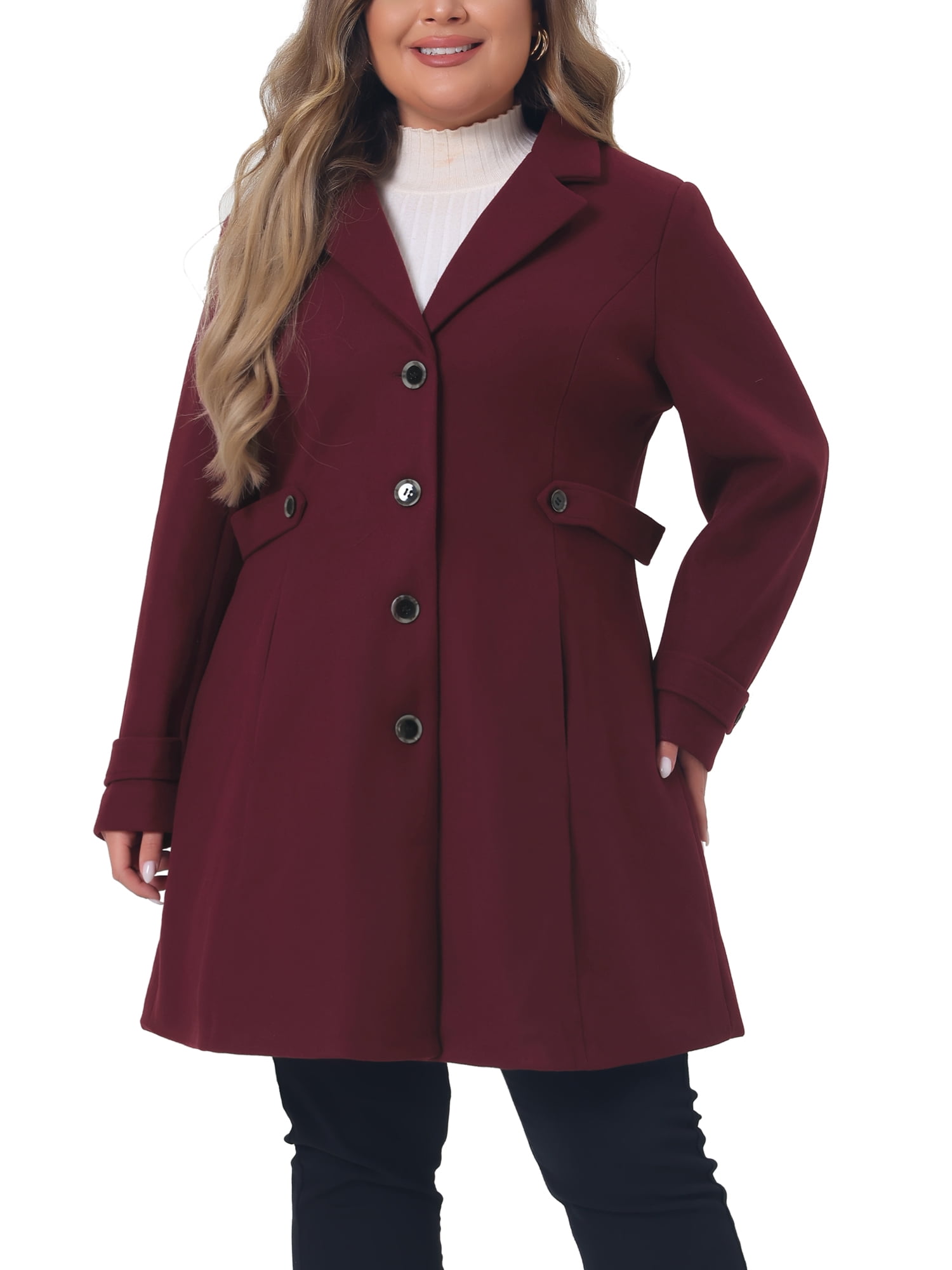 Agnes Orinda Women's Plus Size Pea Coat Long Jackets Elegant Fall ...