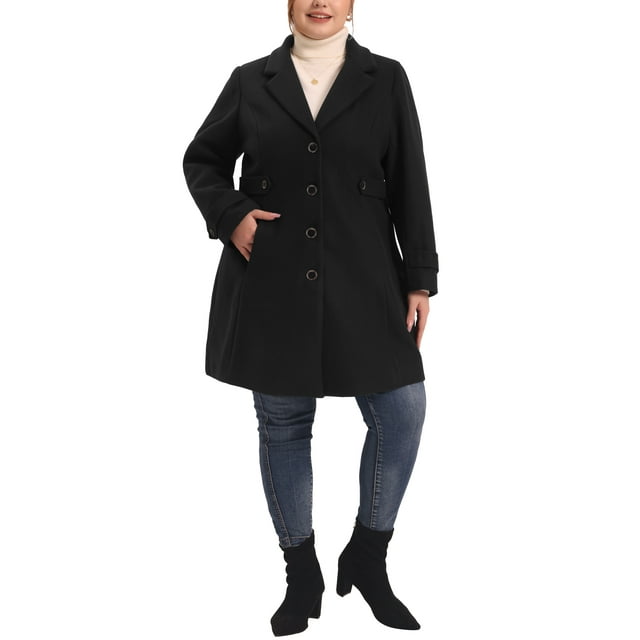 Agnes Orinda Women's Plus Size Pea Coat for Long Overcoat Elegant ...