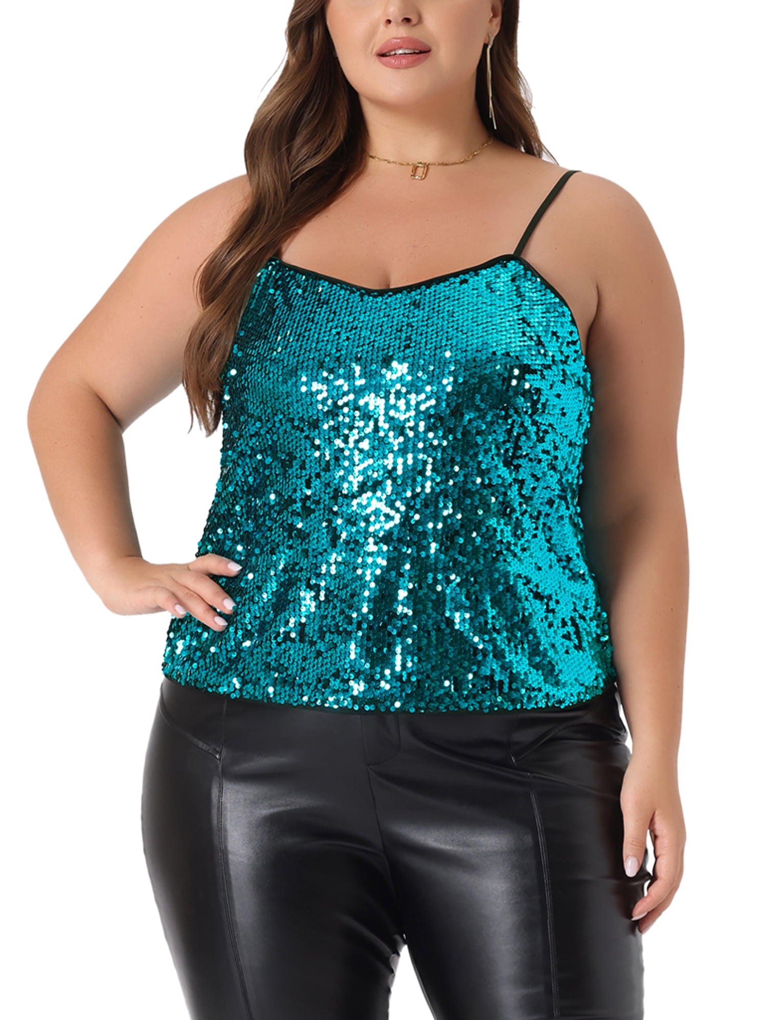 Agnes Orinda Women's Plus Size Sequined Shining Club Party Sparkle ...