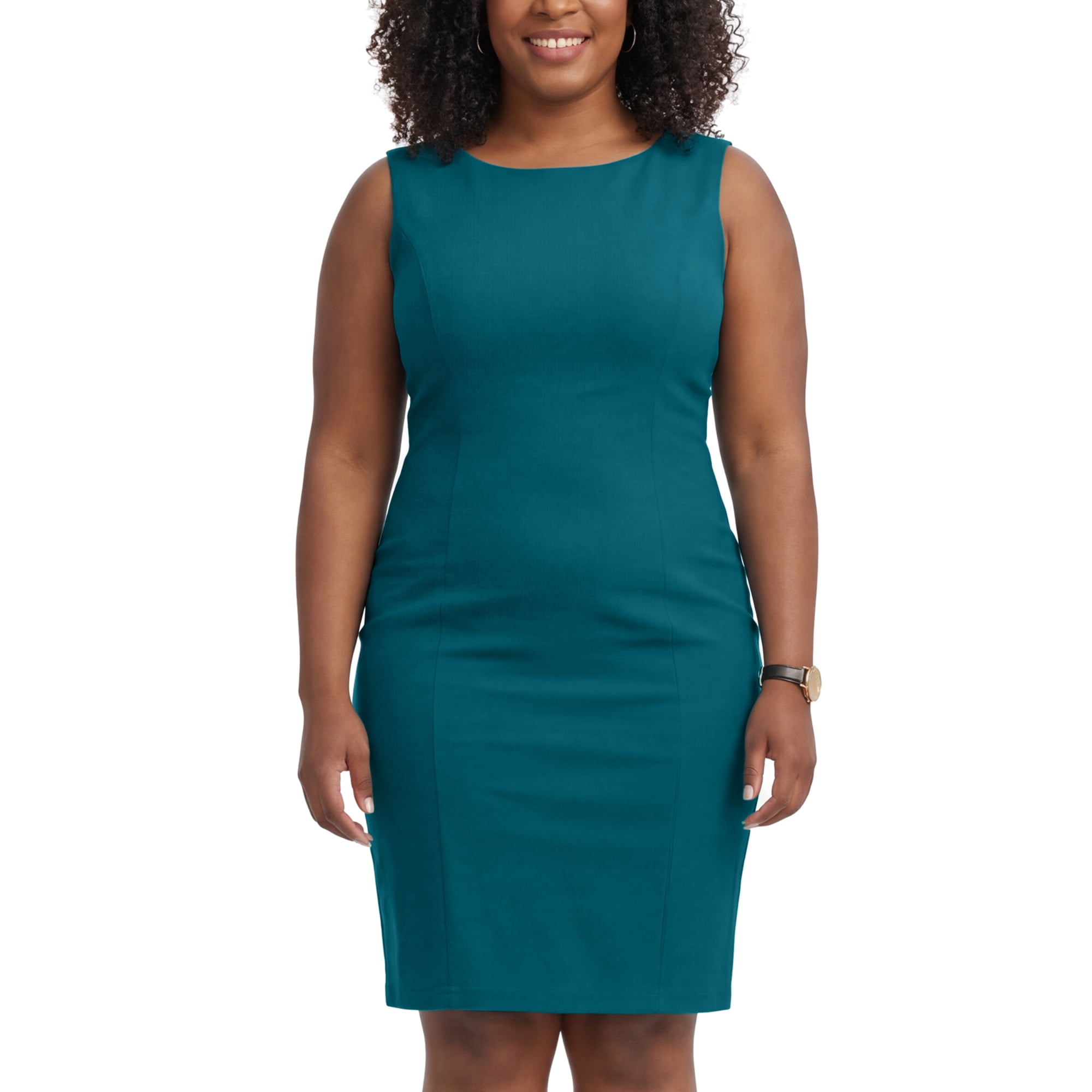 Agnes Orinda Women's Plus Size Sheath Dress Sleeveless Boat Neck Casual ...