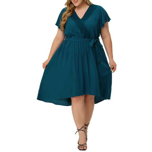 Agnes Orinda Women's Plus Size Casual Summer Dress, Boho V Neck Short ...