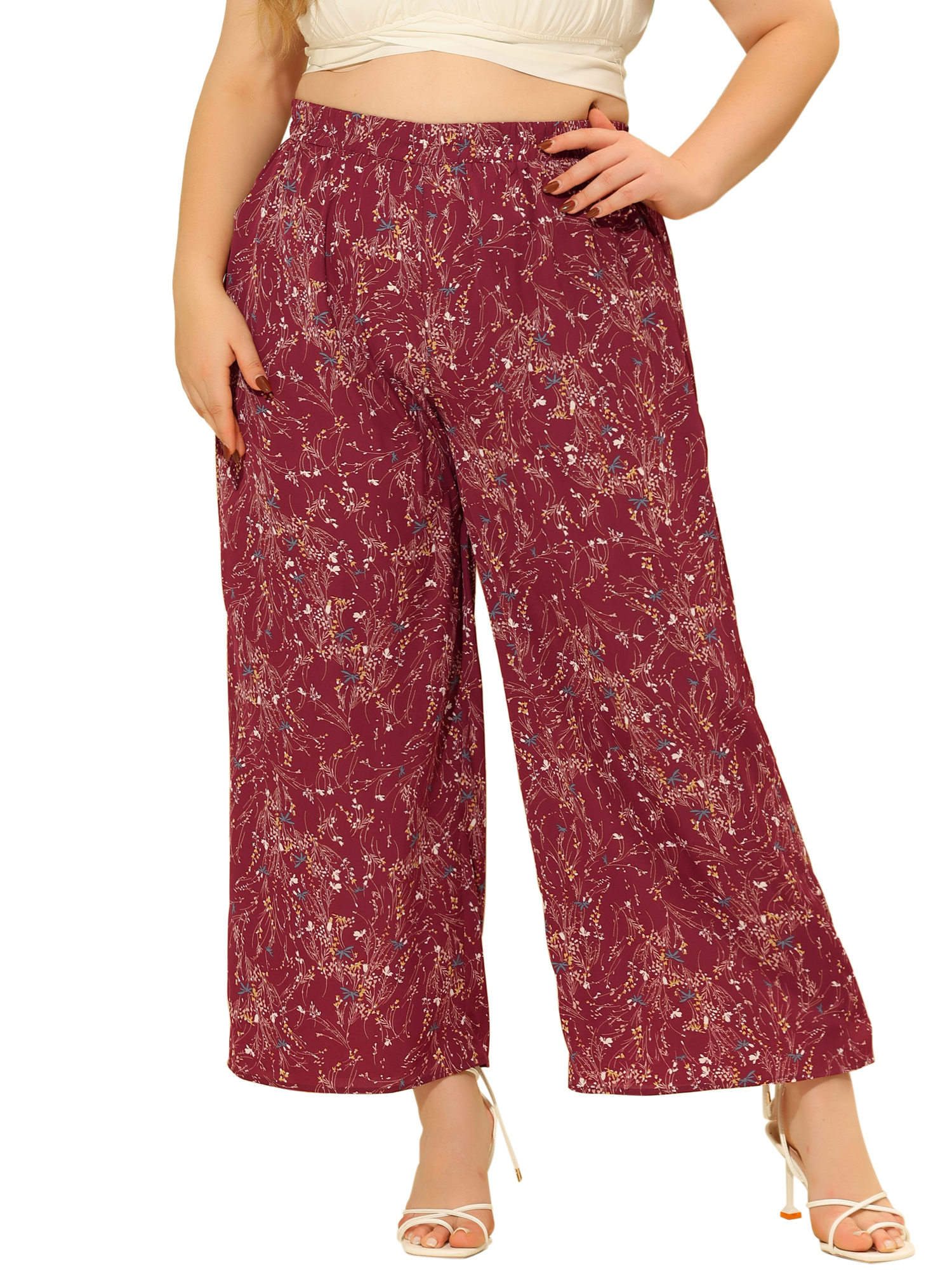 JED FASHION Women's Plus Size Soft Fabric Wide Leg Palazzo Pants ...