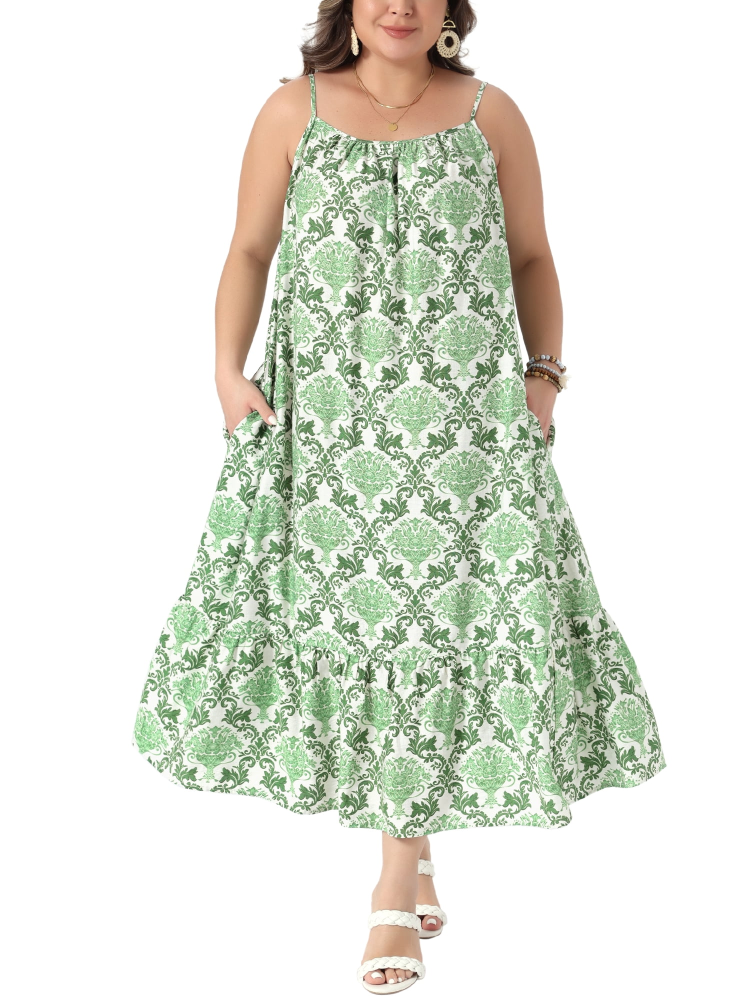 Agnes Orinda Women's Plus Size Easter Sundress Boho Print Dress ...