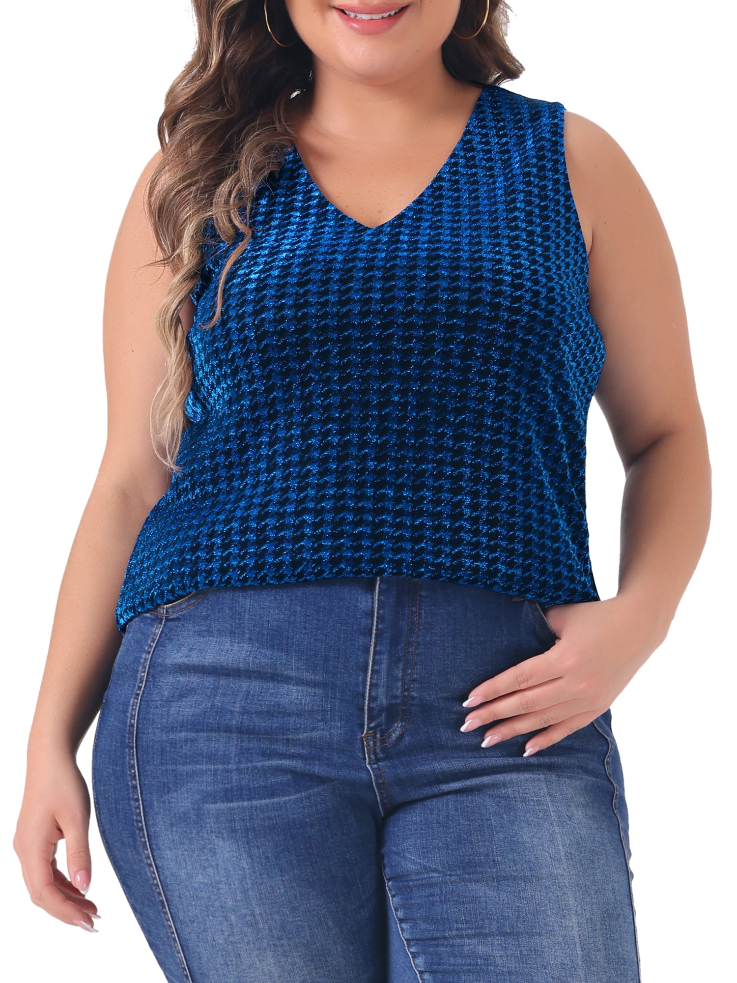 Agnes Orinda Women's Plus Size Tank Tops Sleeveless Glitter Gradient ...