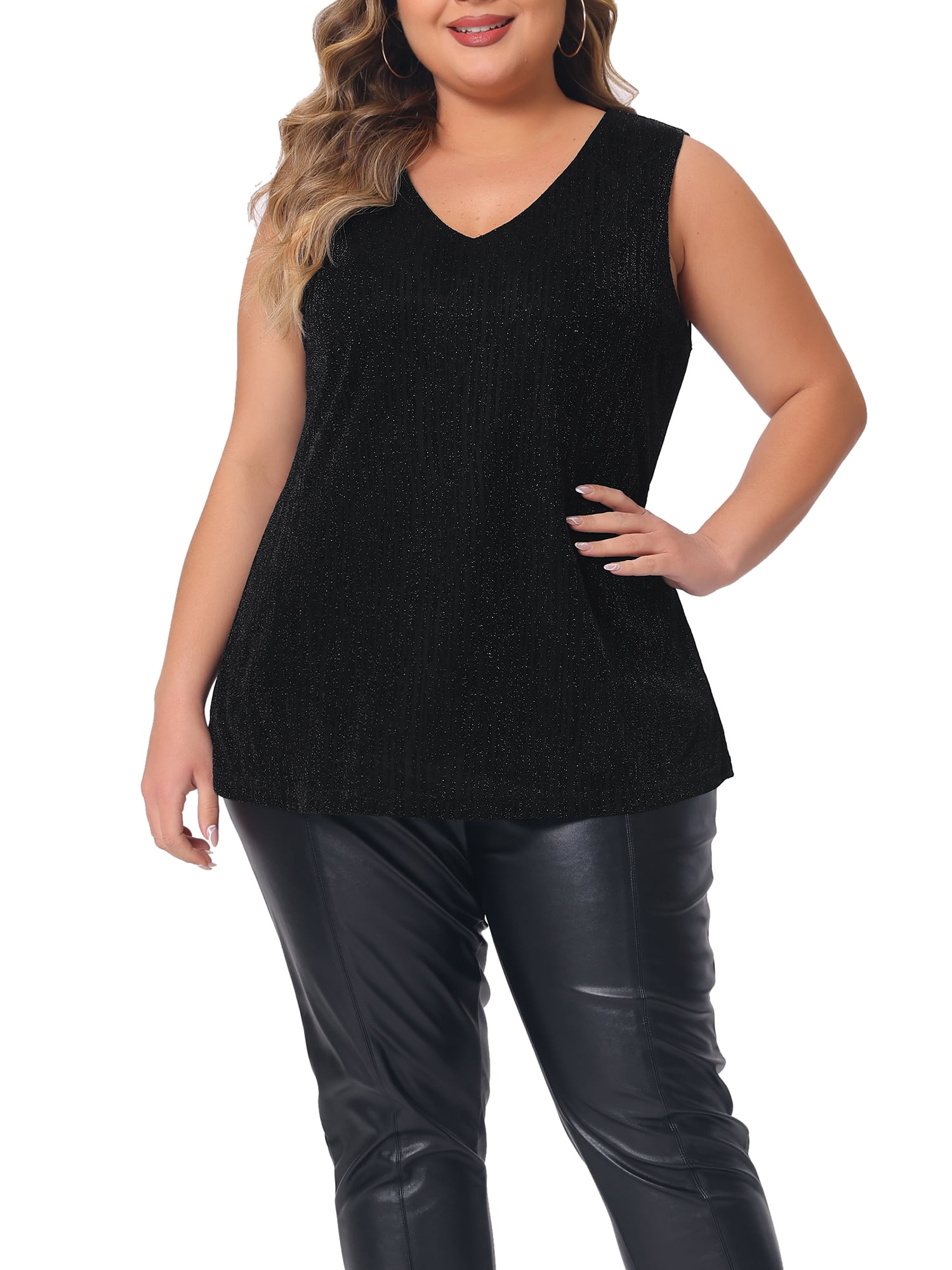 Agnes Orinda Women's Plus Size Tank Tops Sleeveless Glitter Gradient ...