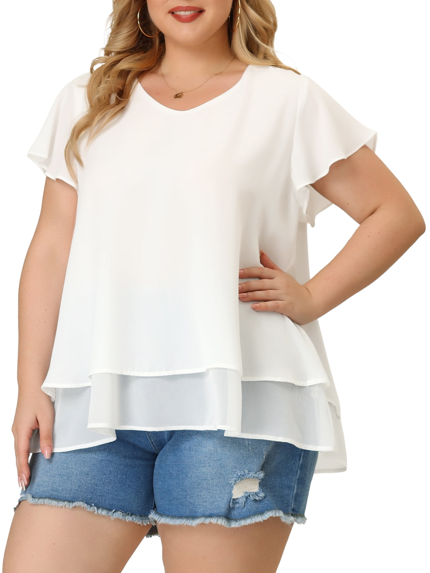 Agnes Orinda Women's Plus Size St. Patrick's Day Chiffon Top Ruffle ...
