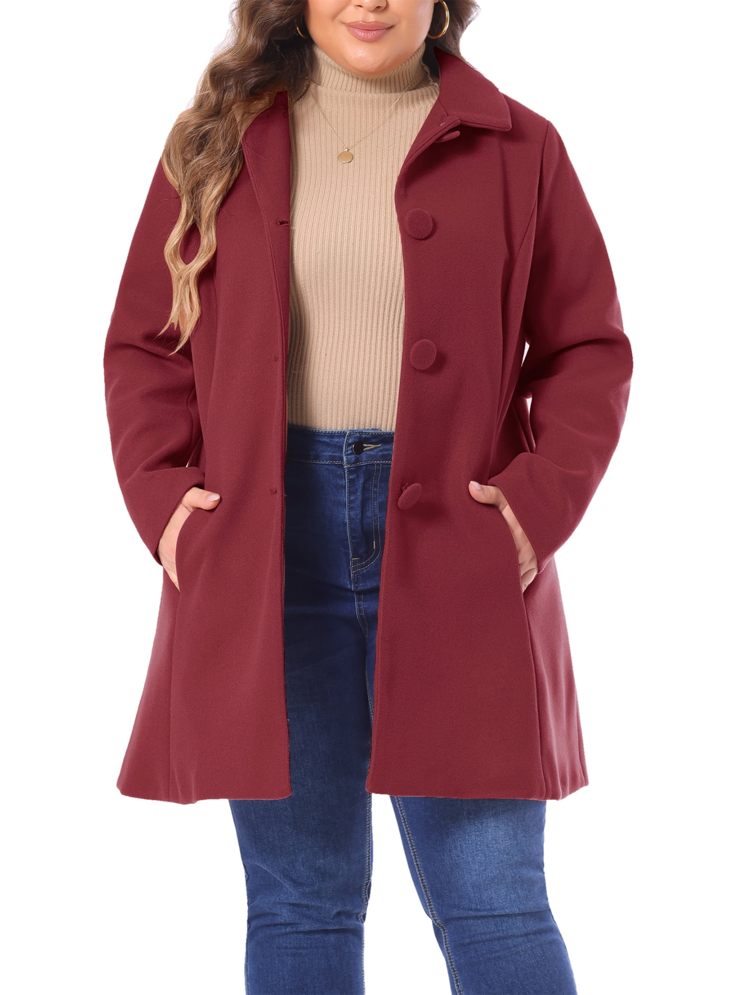 Agnes Orinda Women's Plus Size Turndown Collar Side Pocket Single ...