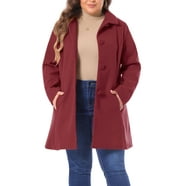 Women's Plus Size Notched Lapel Double Breasted Long Coat for Stylish ...