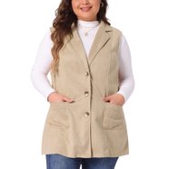 Agnes Orinda Women's Plus Size Fashion Sleeveless Jacket Drawstring Zip ...