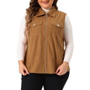 Agnes Orinda Women's Plus Size Fashion Sleeveless Jacket Drawstring Zip ...
