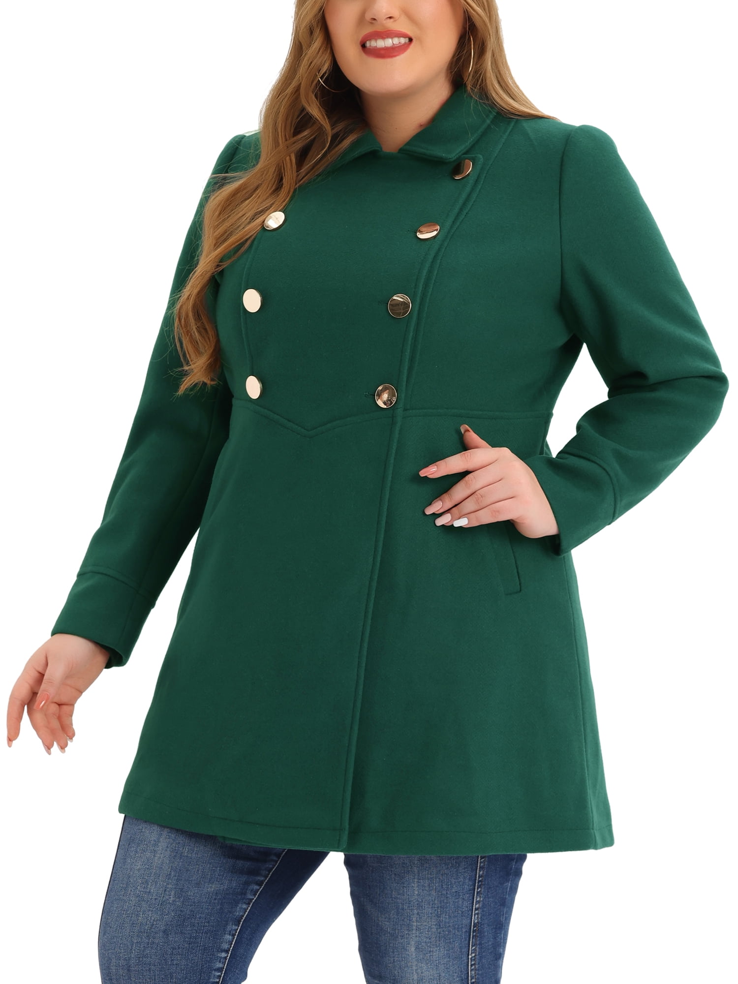Agnes Orinda Women's Plus Size Winter Coats Double Breasted Peacoat ...