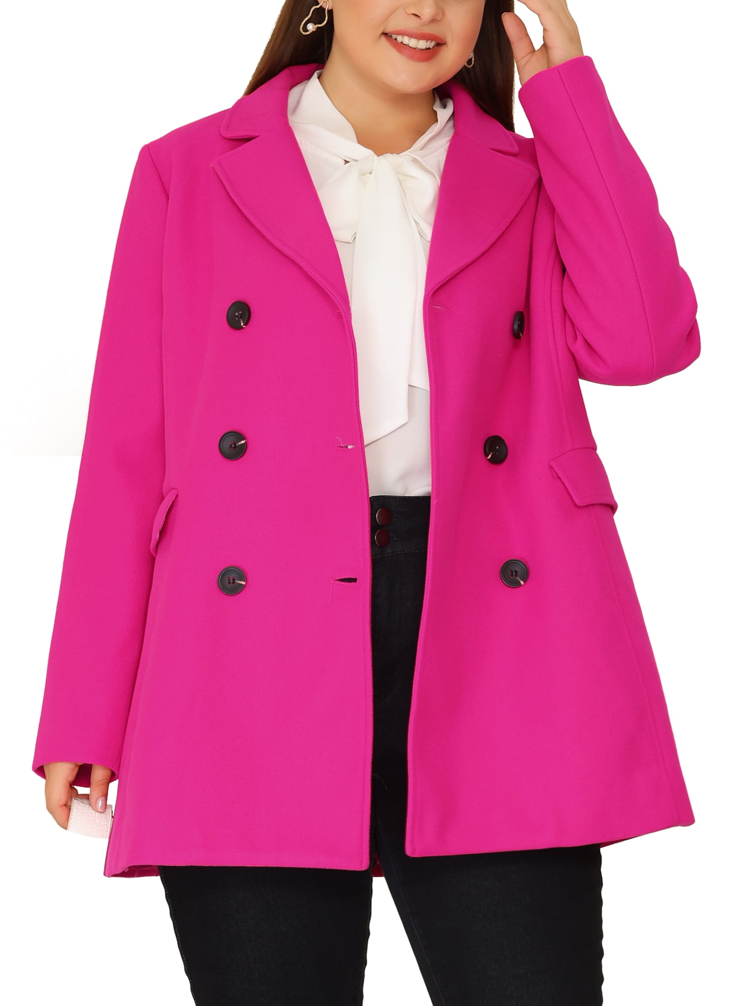 Agnes Orinda Women's Long Plus Size Winter Overcoat with Notched Lapel ...