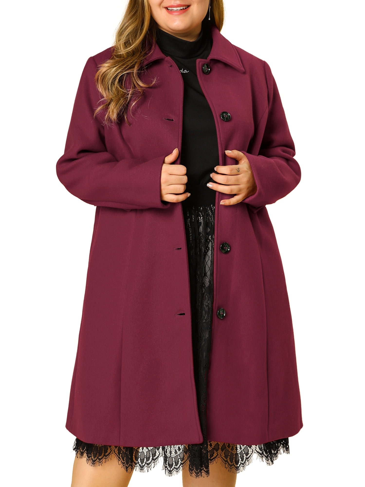 Agnes Orinda Women's Plus Size Winter Coats Single Breasted Jackets ...