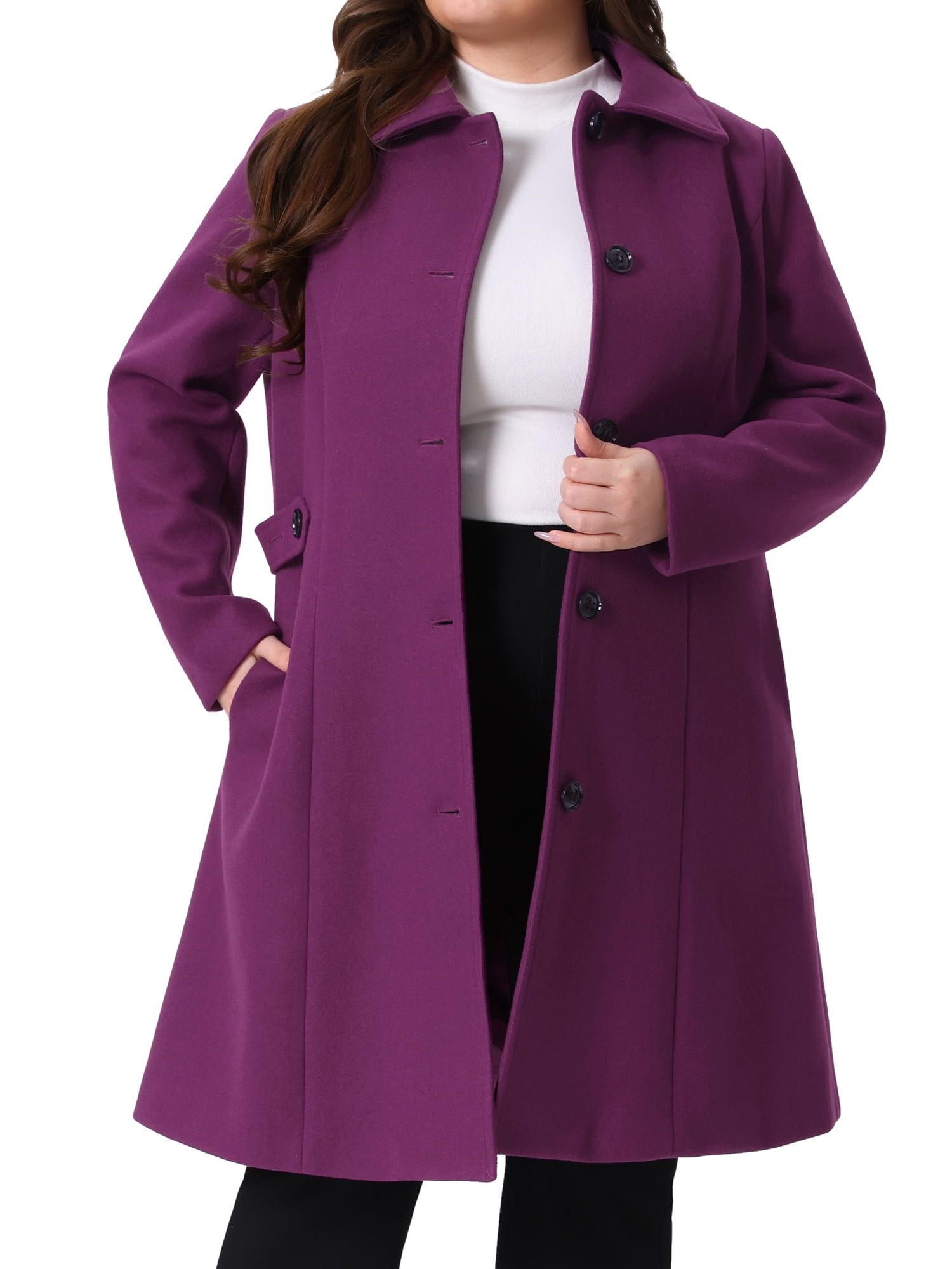 GRACE & GRANDEUR Women's Plus Size Winter Coats Single Breasted Jackets ...