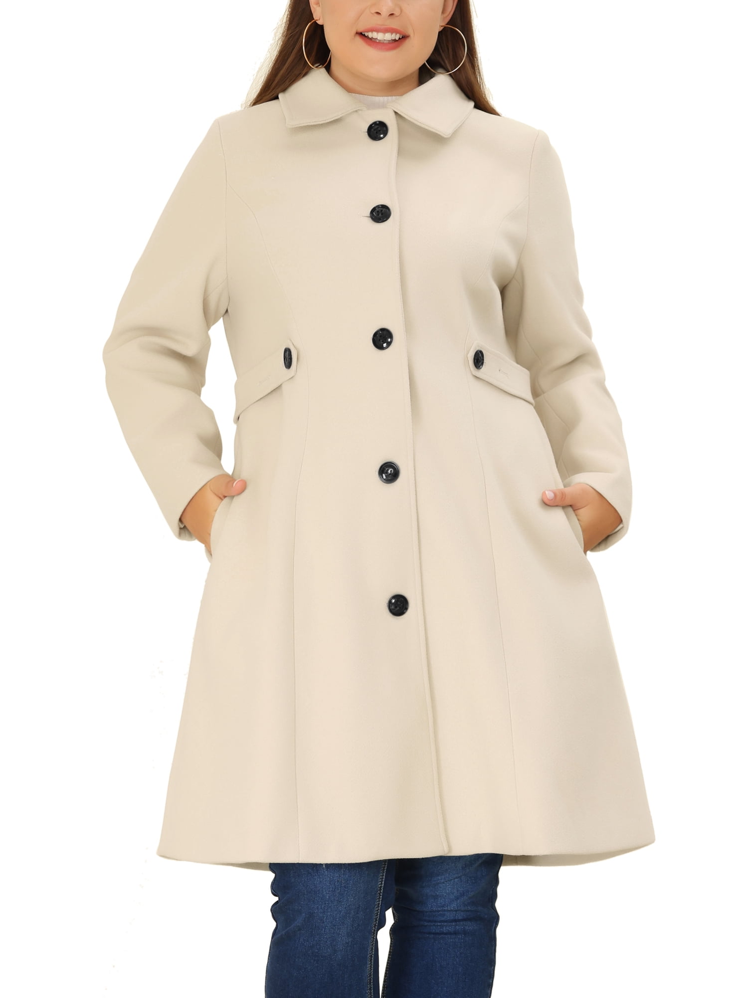 GRACE & GRANDEUR Women's Plus Size Winter Coats Single Breasted Jackets ...