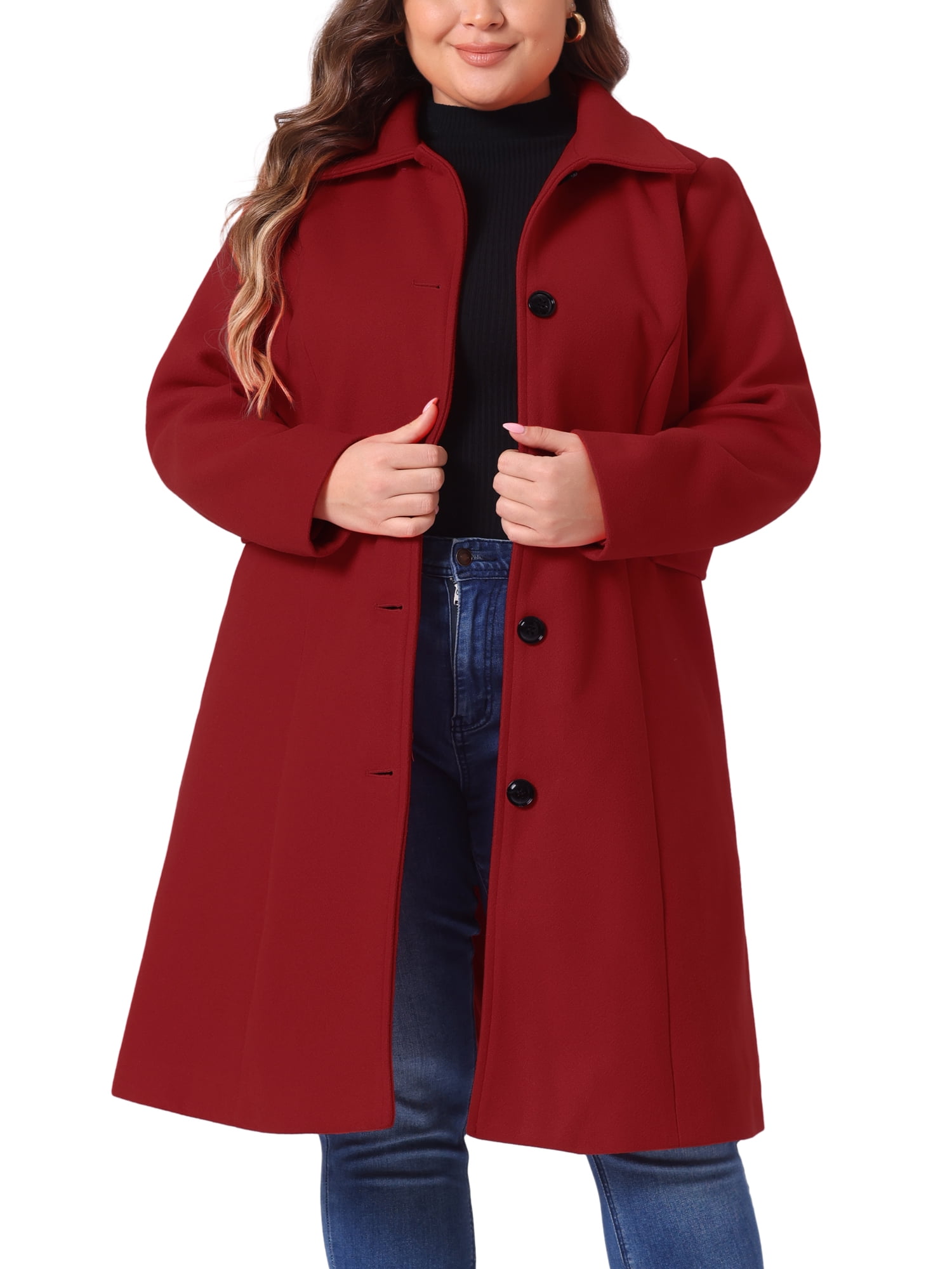 GRACE & GRANDEUR Women's Plus Size Winter Coats Single Breasted Jackets ...